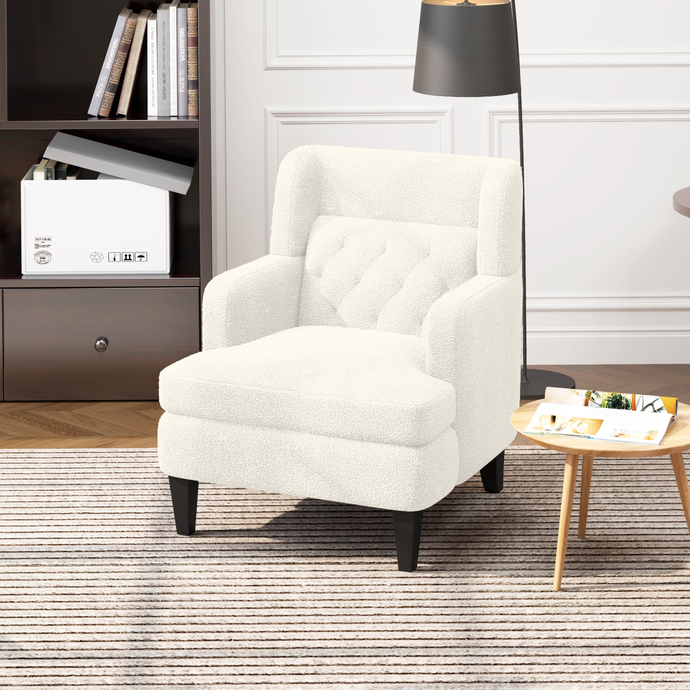 GDF Studio Luxurious Teddy Fleece Accent Chair, Beige - Walmart.com