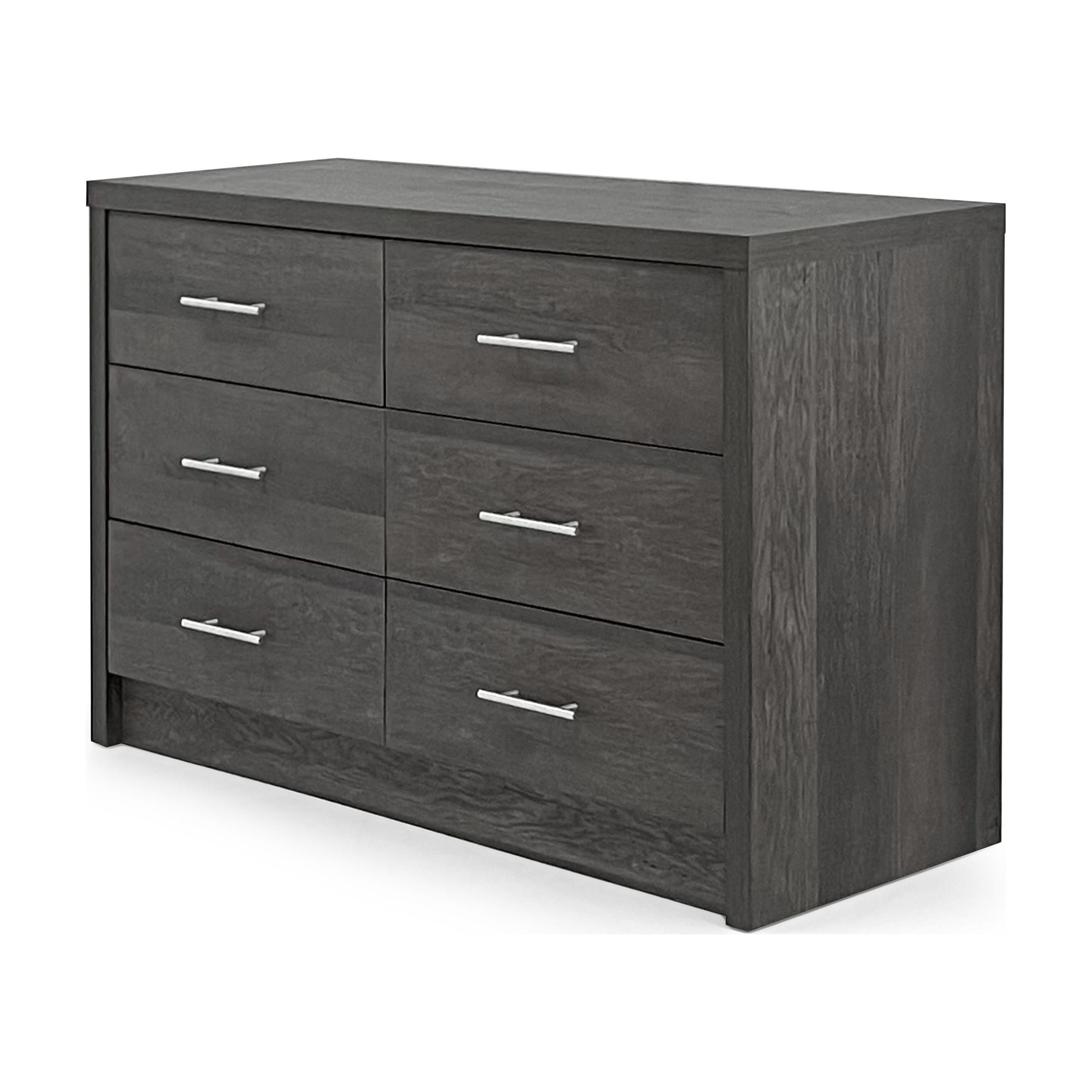 GDFSTUDIO Modern Gray Maple 6 Drawer Double Dresser, Faux Wood Bedroom ...