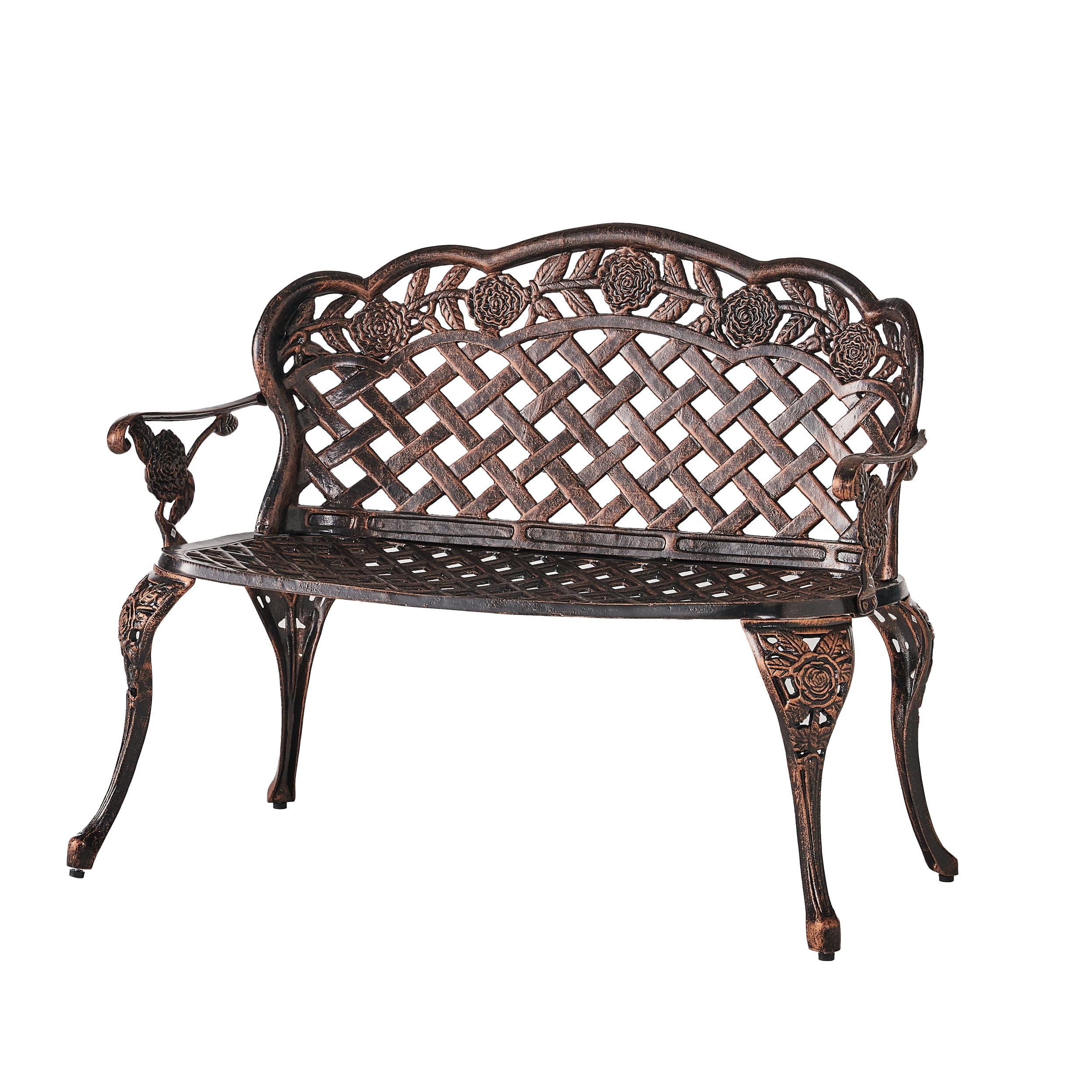 GDF Studio McMillan Outdoor Cast Aluminum Bench, Shiny Copper - Walmart.com