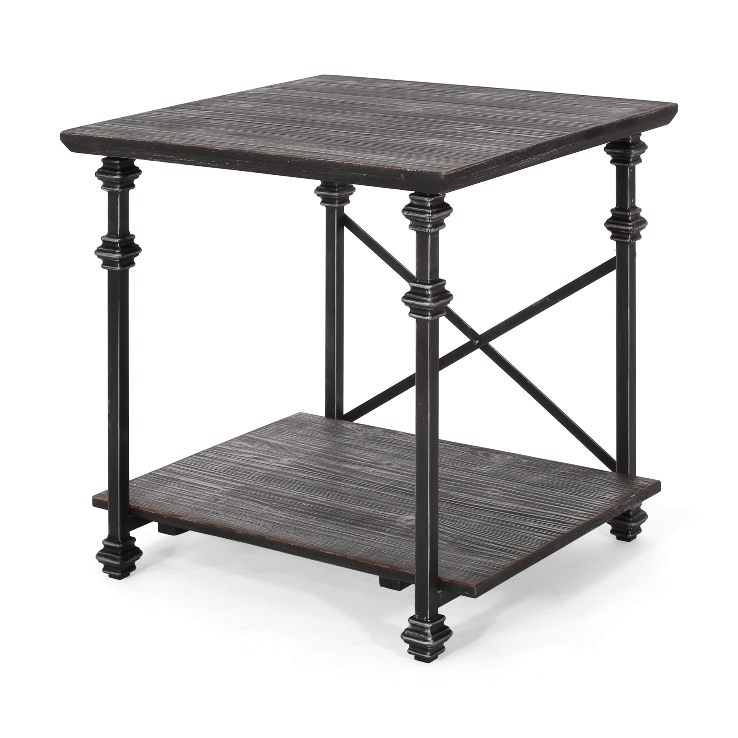 GDF Studio Mckynna Modern Industrial End Table, Gray and Pewter ...
