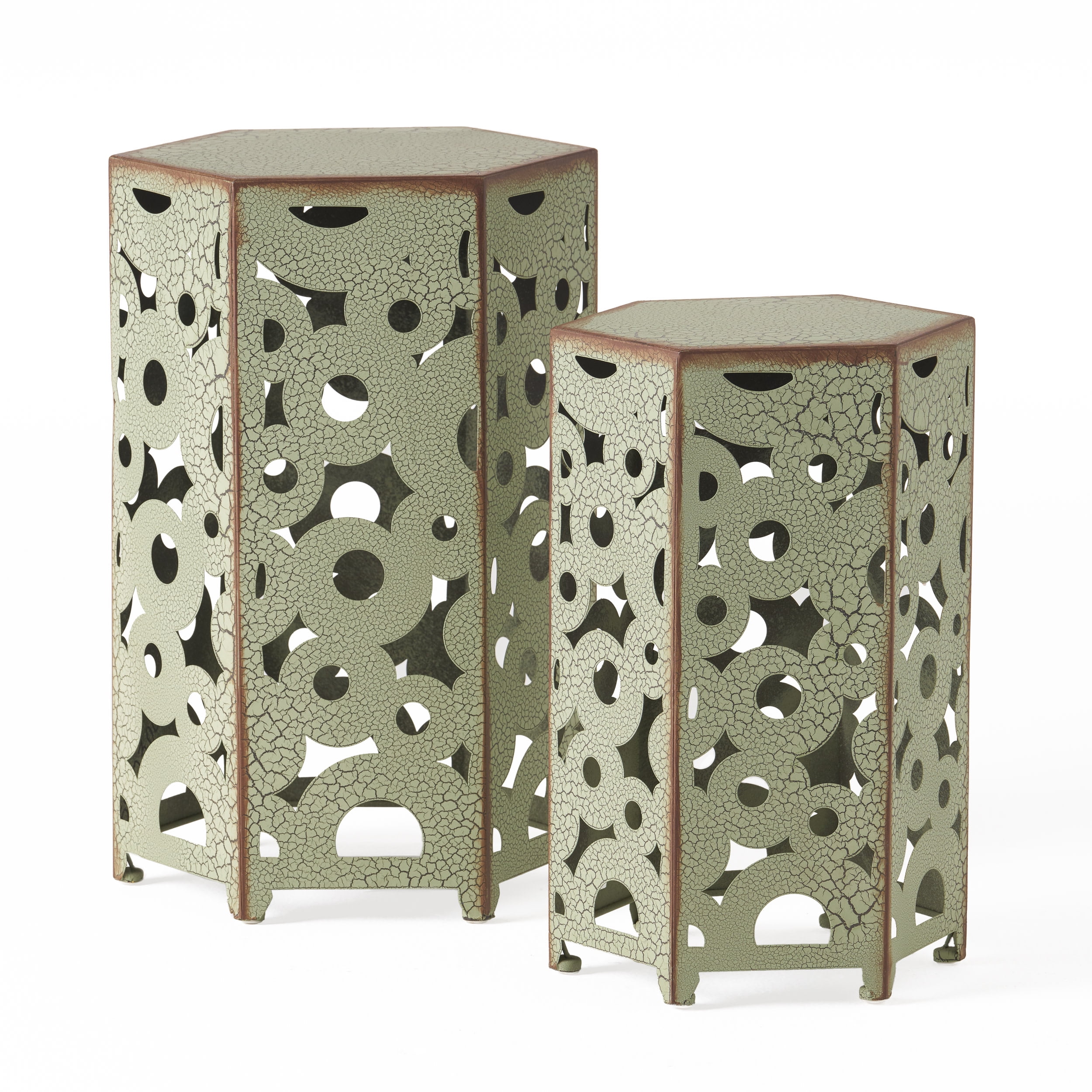 GDF Studio Merritt Outdoor Accent Tables, Set of 2, Antique Green ...