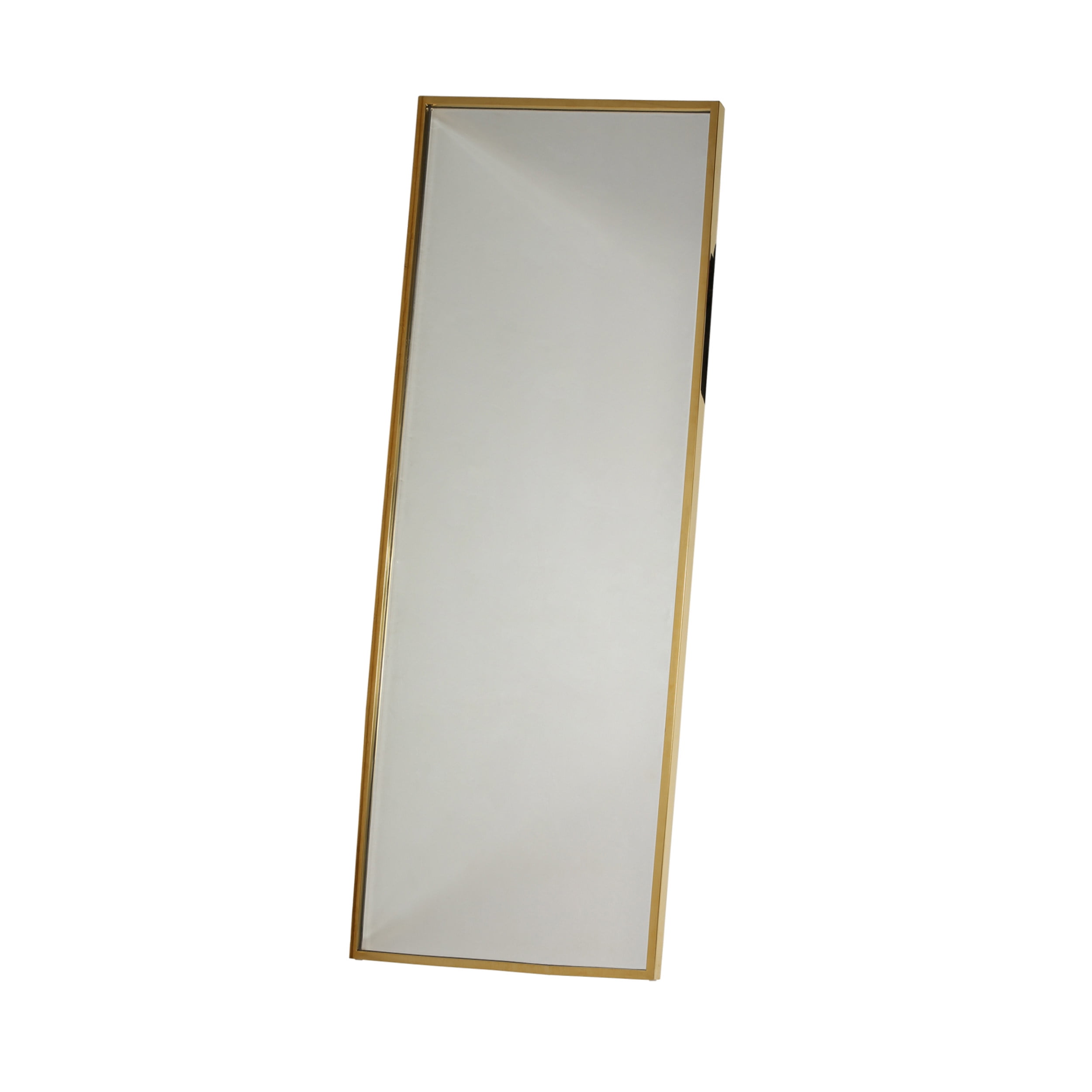 GDF Studio Meza Modern Stainless Steel Rectangular Wall Mirror, Gold ...