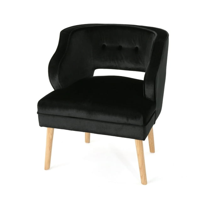 GDF Studio Michaela Mid Century Velvet Tufted Accent Chair, Black ...