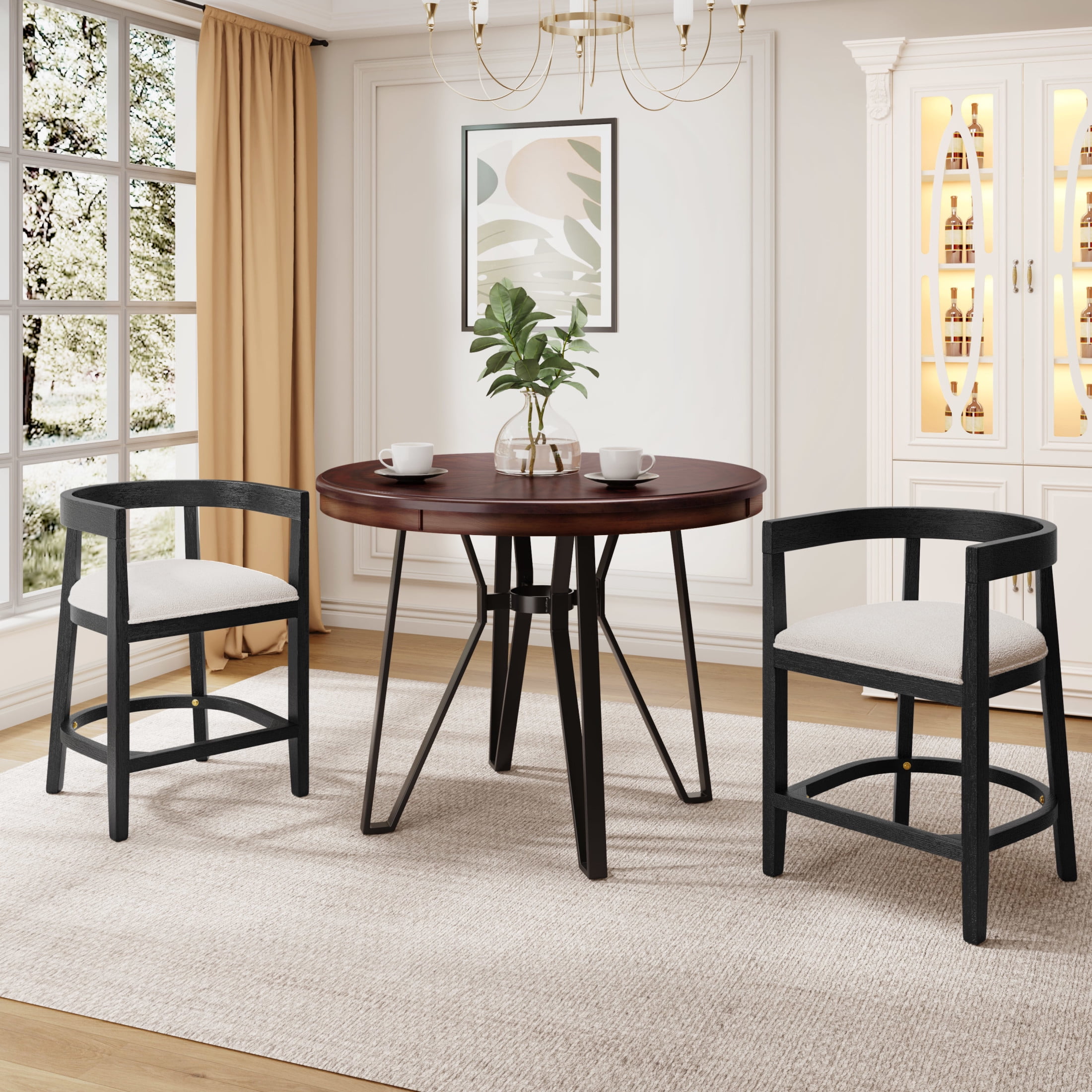 GDF Studio Mid-Century Modern 3-Piece with Bar Table and Open-Back ...