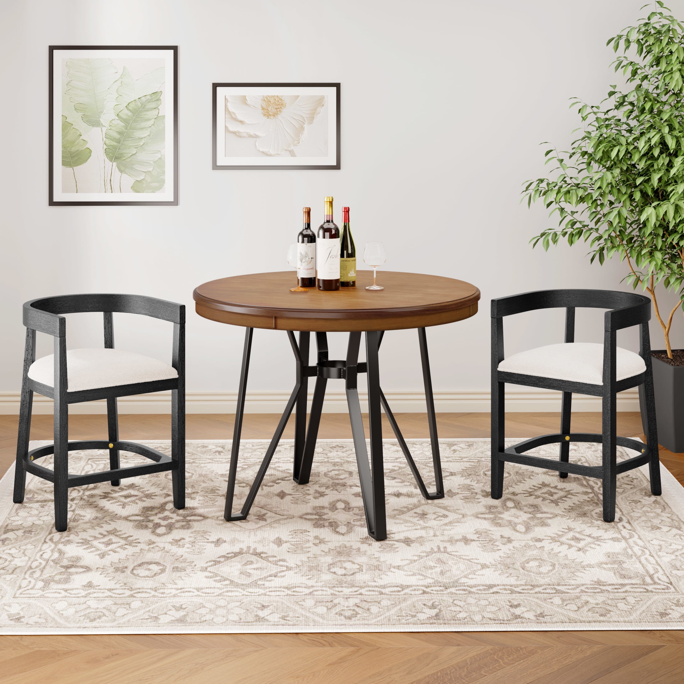 GDF Studio Mid-Century Modern 3-Piece with Bar Table and Open-Back ...