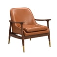 GDF Studio Mid-Century Modern Accent Chair with Solid Wood Frame, Brown ...