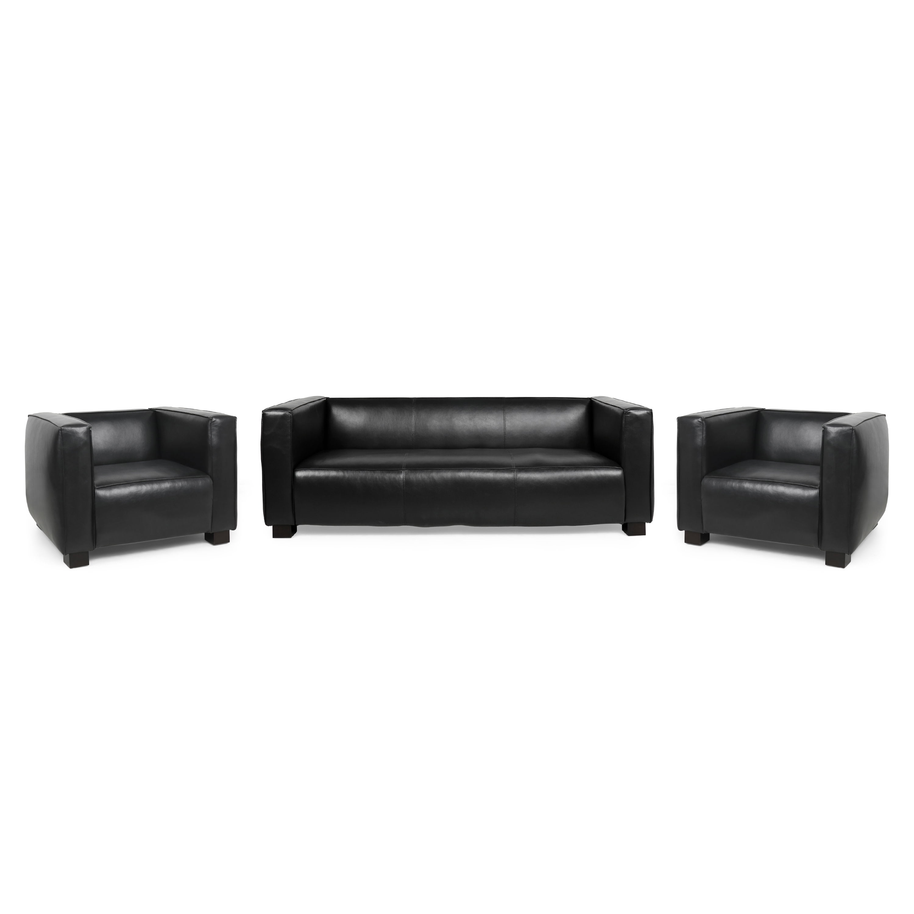 GDF Studio Minkler Contemporary Faux Leather 3 Piece Living Room Sofa ...