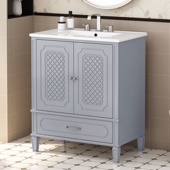 GDF Studio Modern 30" Bathroom Vanity with Ceramic Sink, Soft-Close ...