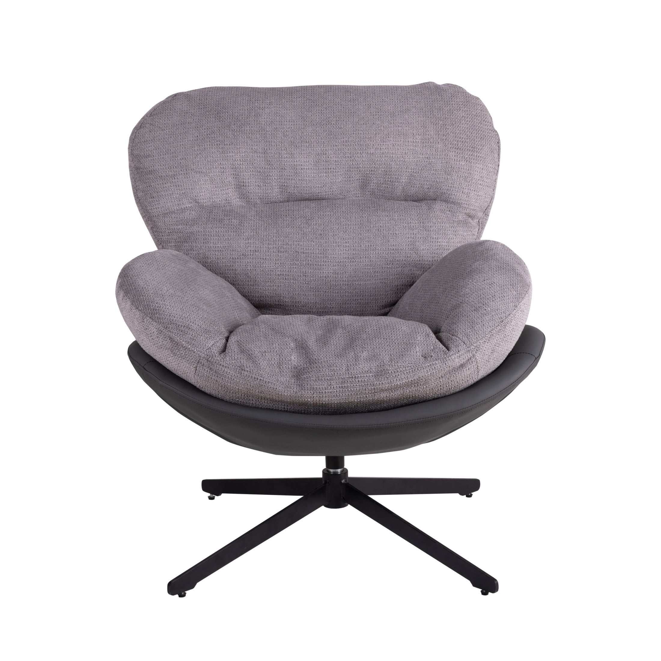 GDF Studio Modern 360° Chenille Swivel Chair with Faux Leather & Metal ...
