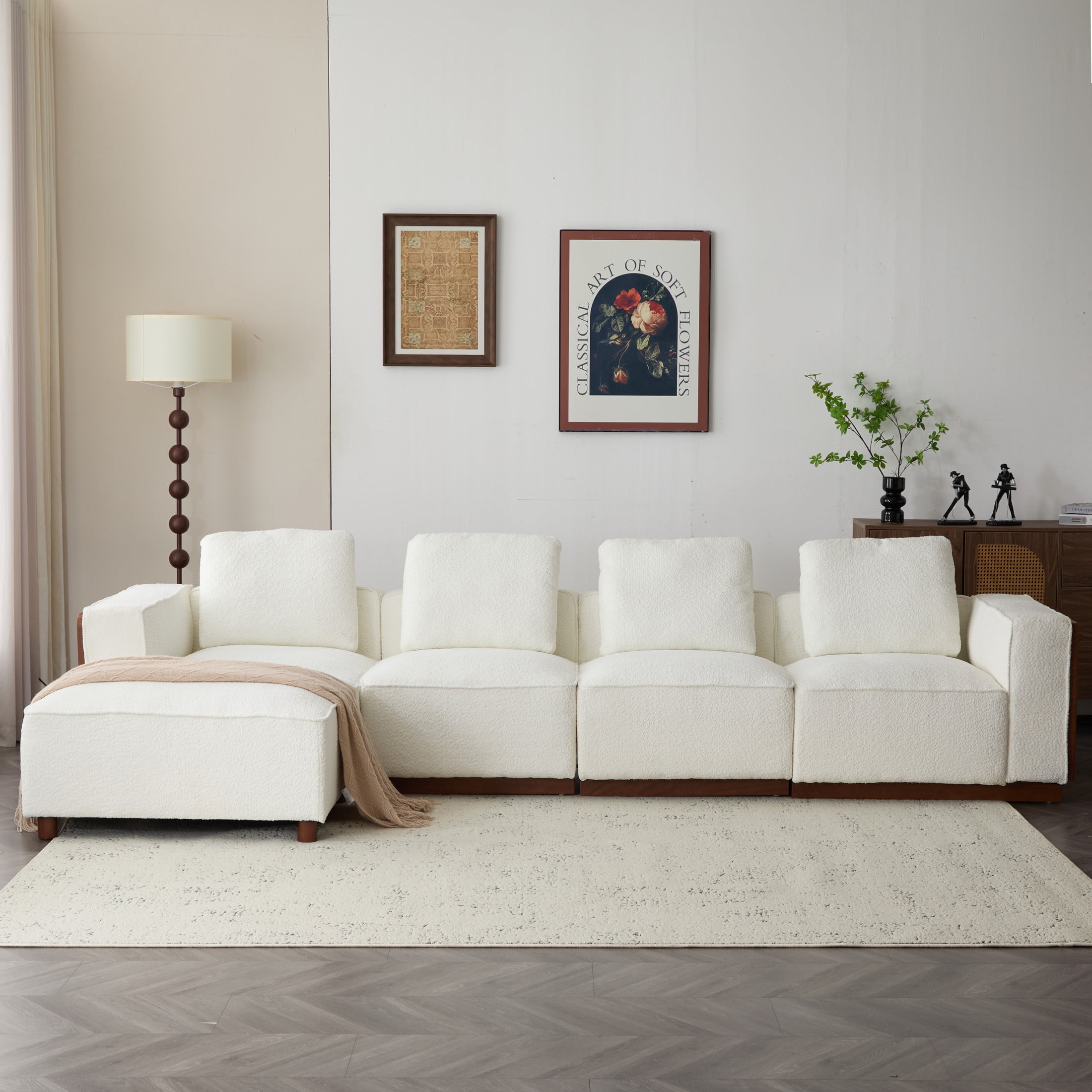 GDF Studio Modern 4-Seater L-shaped Modular Sofa with Boucle Upholstery ...