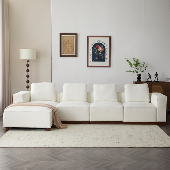 GDF Studio Modern 4-Seater L-shaped Modular Sofa with Boucle Upholstery ...