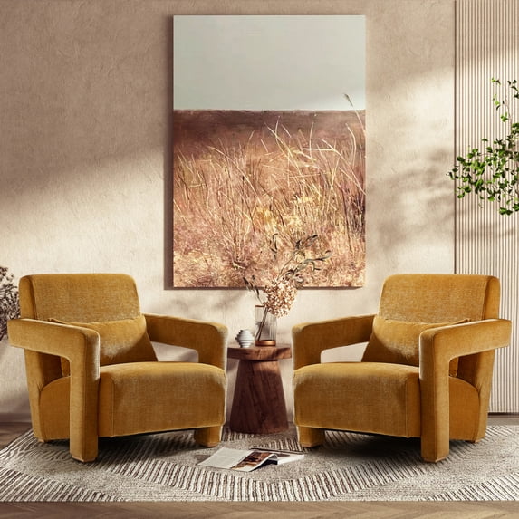 GDF Studio Modern Chenille Upholstered Accent Chairs with Right-Angle ...