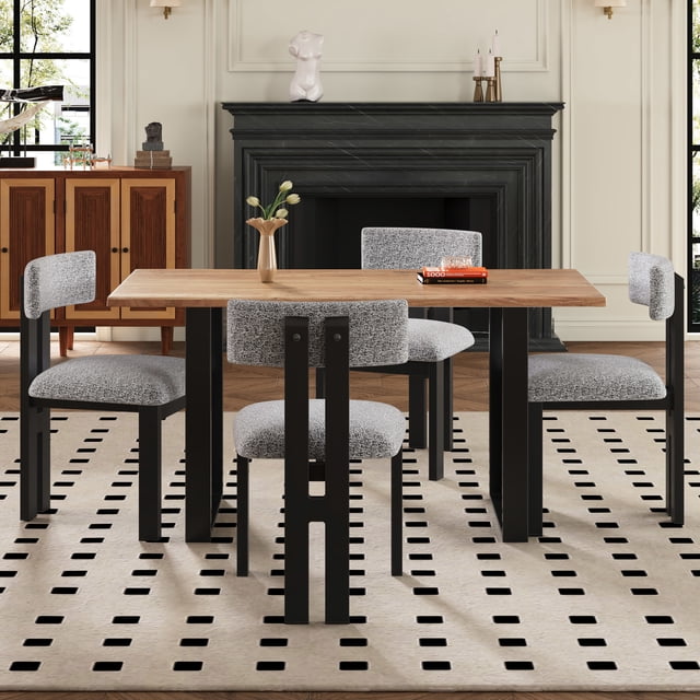 GDF Studio Modern Dining Chairs with U-Shaped Seats & Metal Legs, Black ...