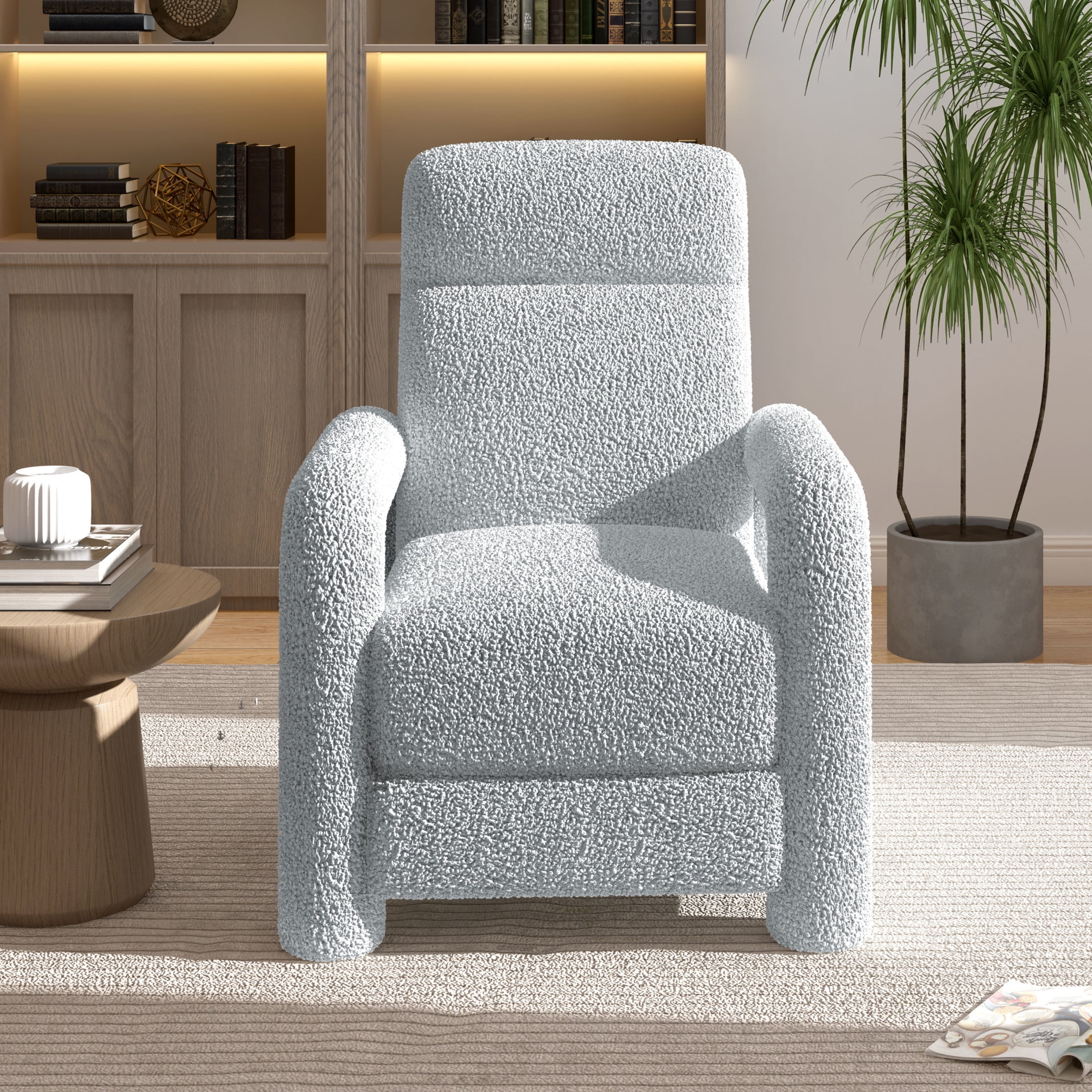 GDF Studio Modern Push Back Recliner Chair with Teddy Fleece Upholstery ...