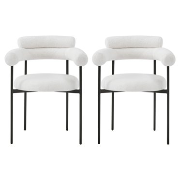 GDF Studio Camas Modern Upholstered Iron Dining Chairs, Set of 2, Beige ...