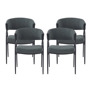 GDF Studio Camas Modern Upholstered Iron Dining Chairs, Set of 2, Beige ...