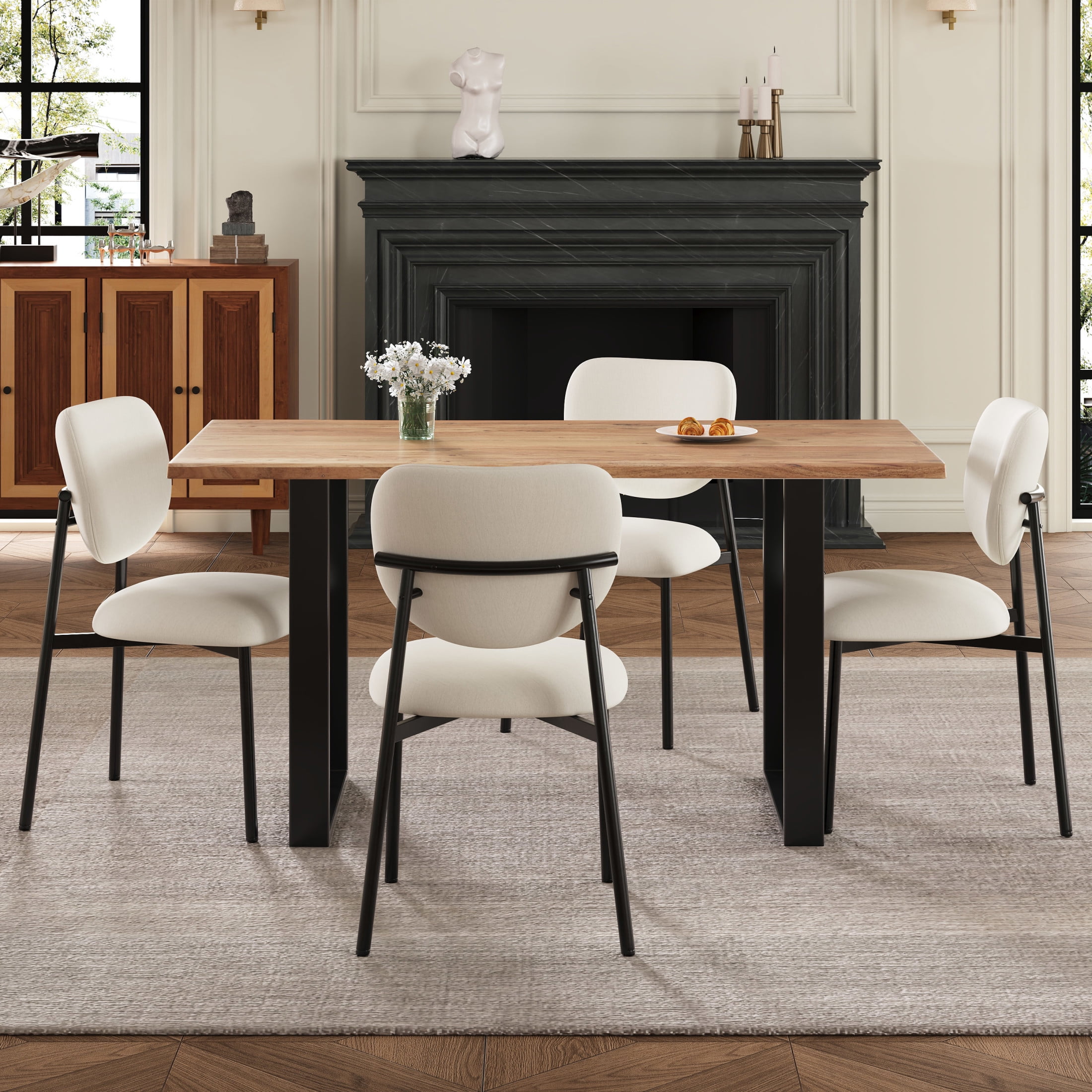 GDF Studio Modern Upholstered Dining Chairs with Ergonomic Backrests ...