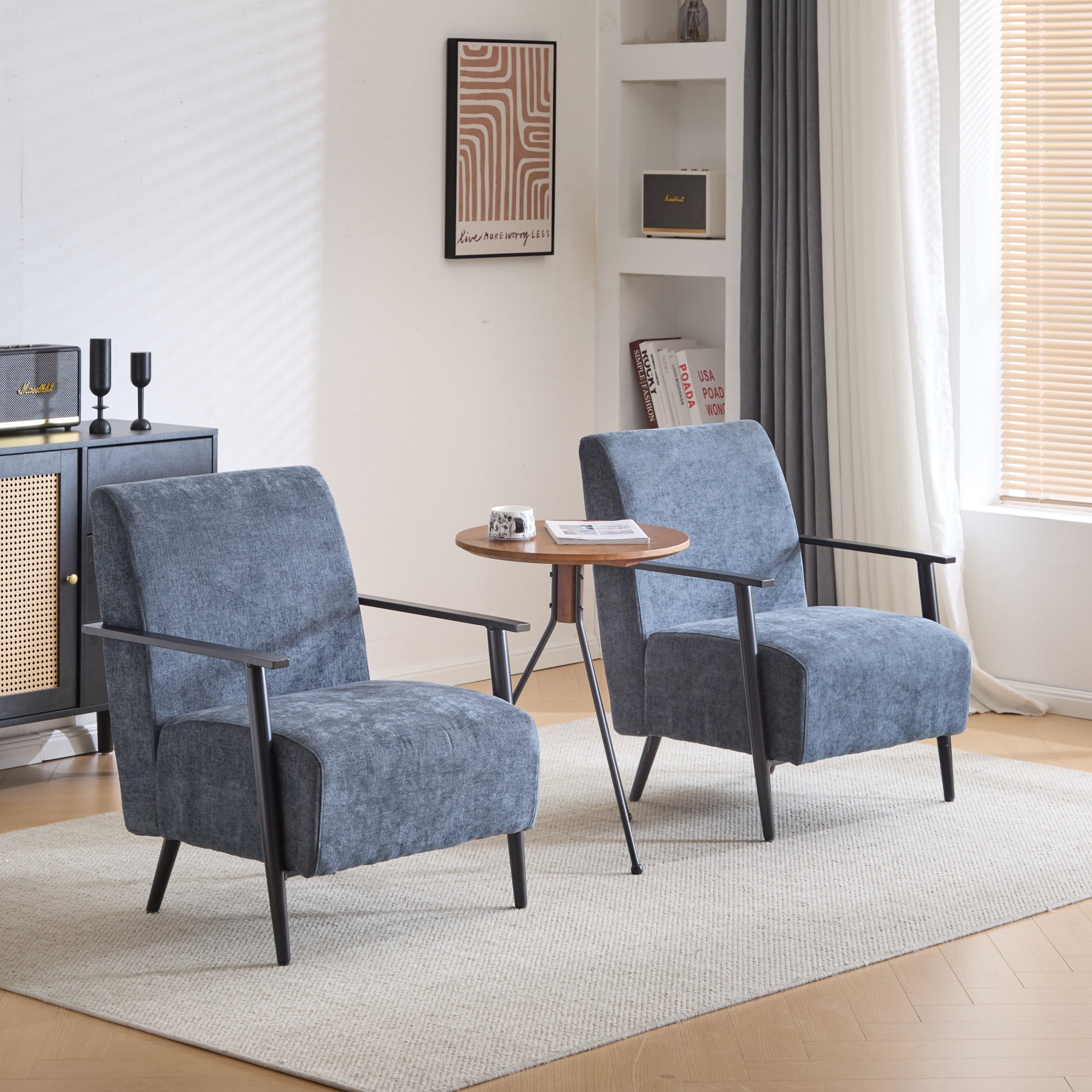 GDF Studio Modern Upholstery Lounge Chairs, Accent Armchairs with Metal ...