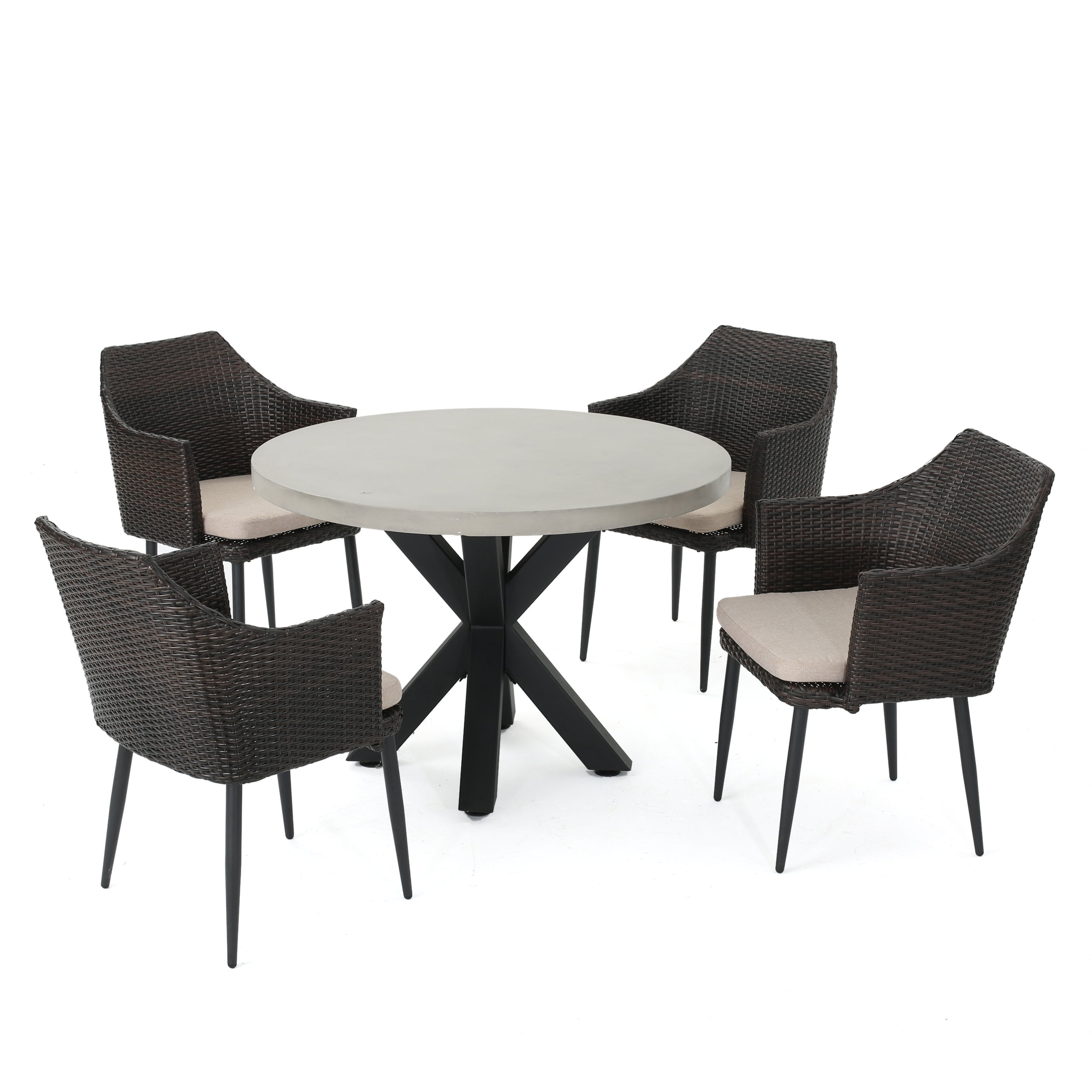Nelson Outdoor Transitional 5 Piece Wicker Dining Set with Lightweight ...