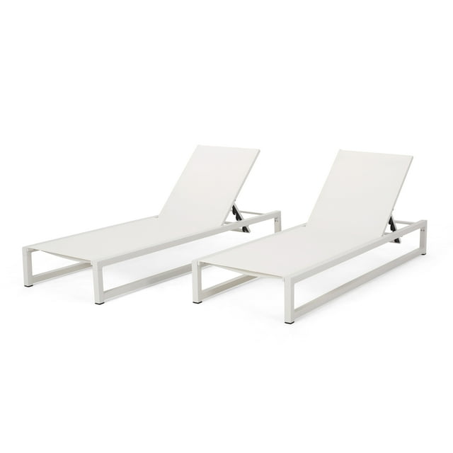 GDF Studio Mottetta Outdoor Mesh and Aluminum Armless Adjustable Chaise ...