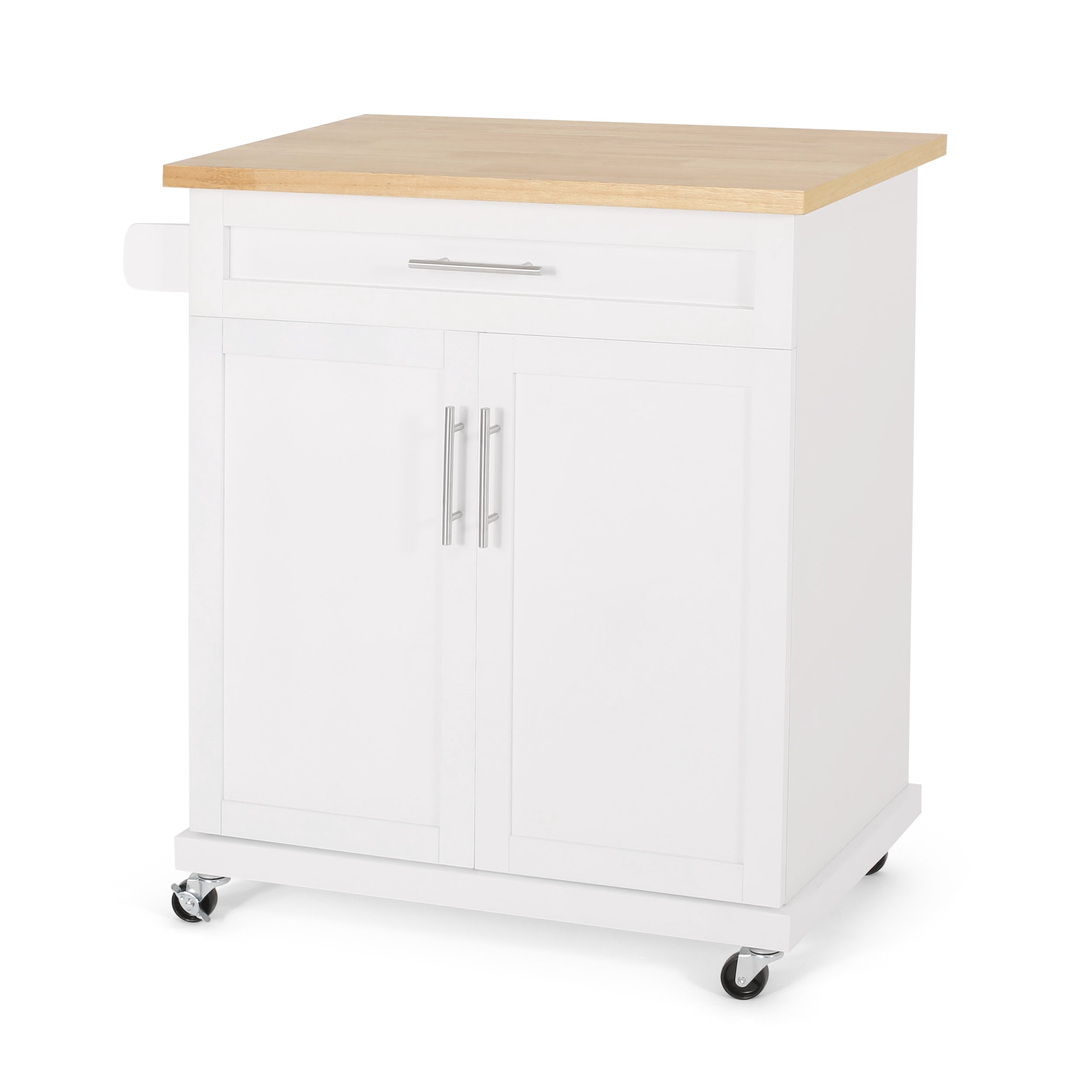 GDF Studio Negley Contemporary Kitchen Cart with Wheels, Natural and ...