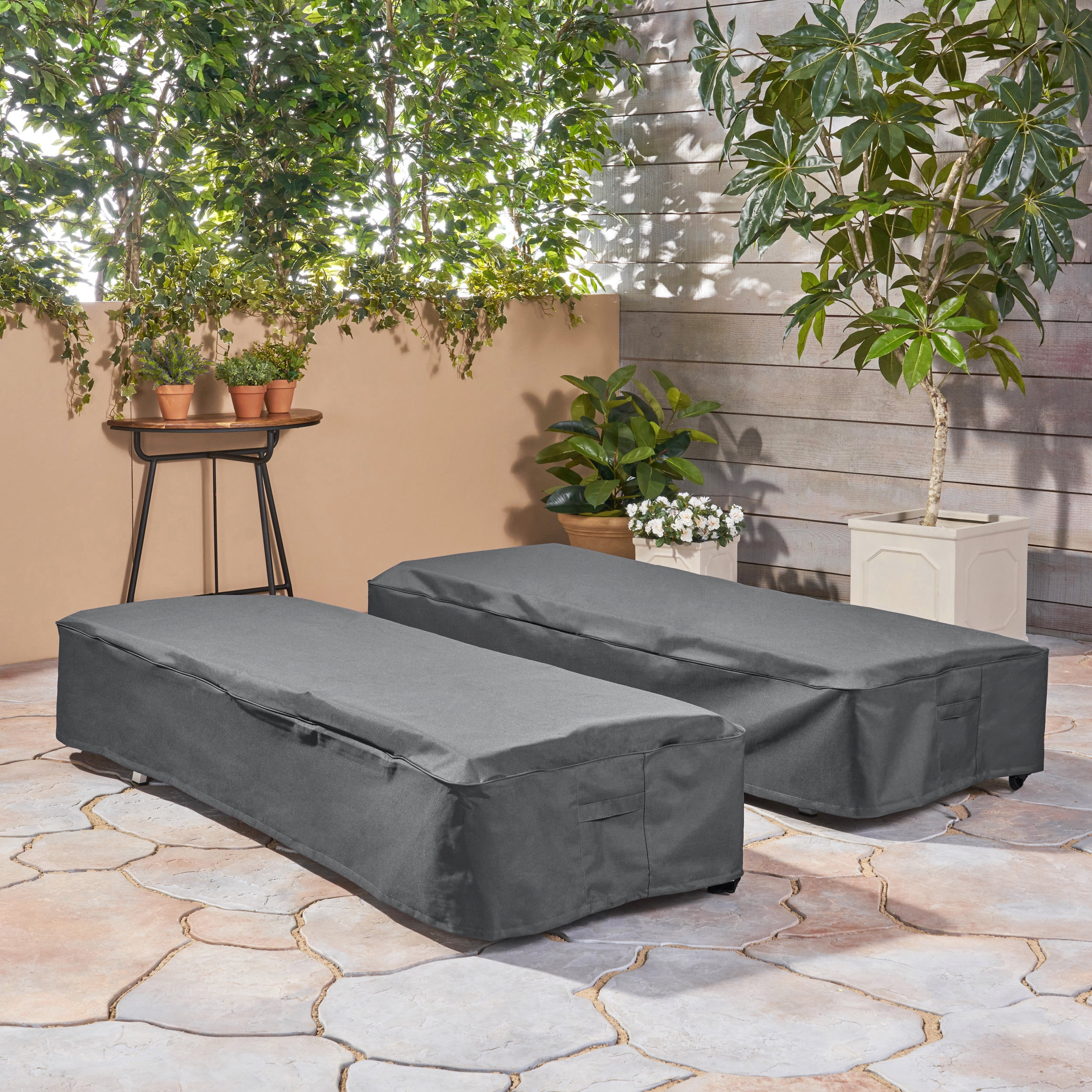 GDF Studio Nesmith Outdoor Waterproof Fabric Lounge Cover, Set of 2 ...