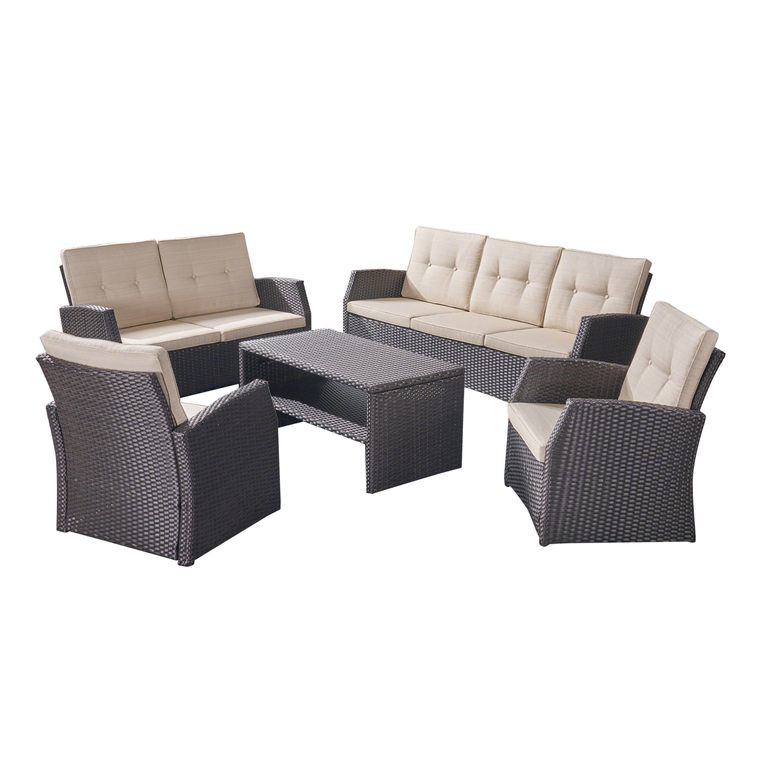 GDF Studio Quality Patio Sofa Set: 7 Seater Outdoor Wicker Chat Set ...