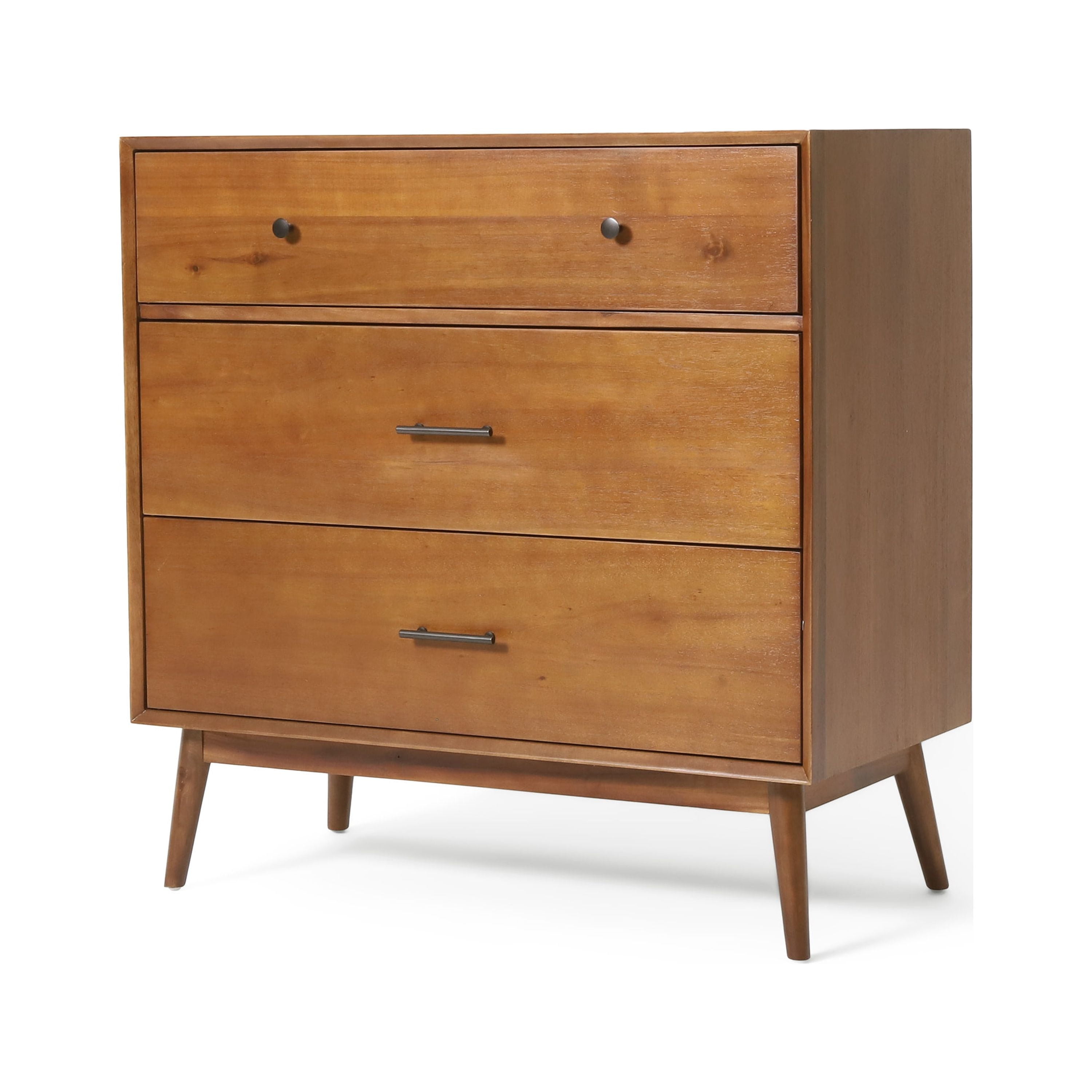 GDF Studio OkiOKi Mid Century Acacia Wood 3 Drawer Dresser, Medium ...