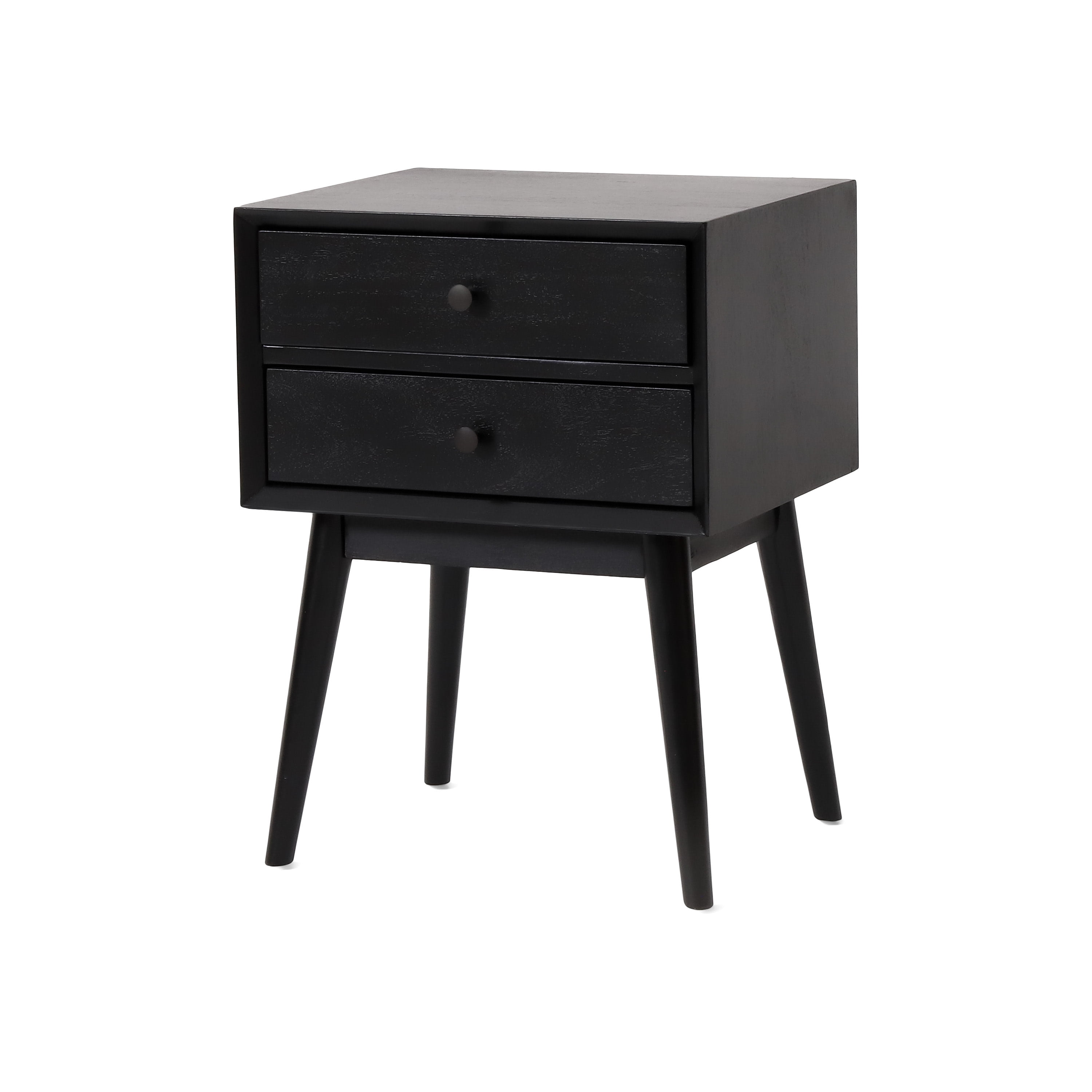 GDF Studio OkiOki Mid Century Nightstand, Black - Walmart.com