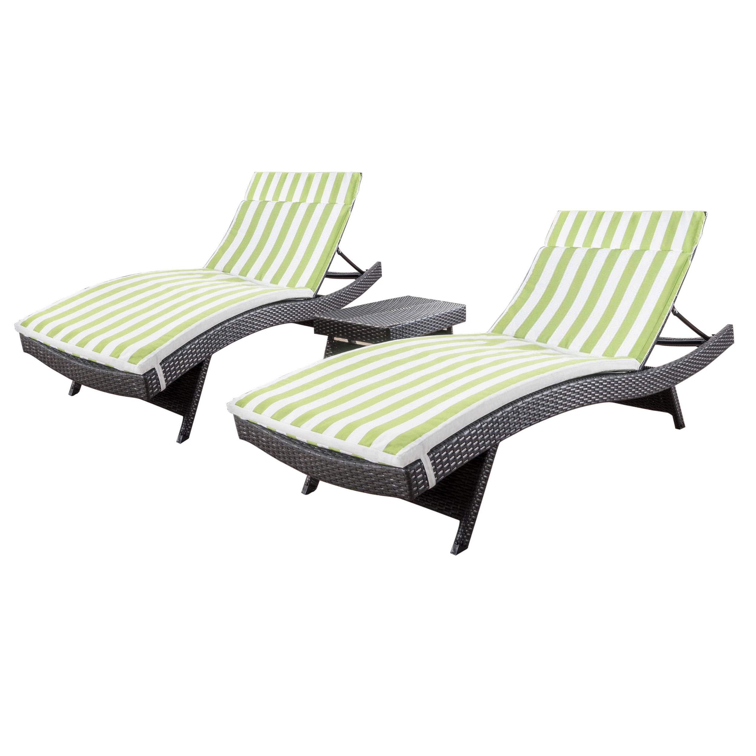GDF Studio Olivia Outdoor Wicker 3 Piece Armless Adjustable Chaise ...