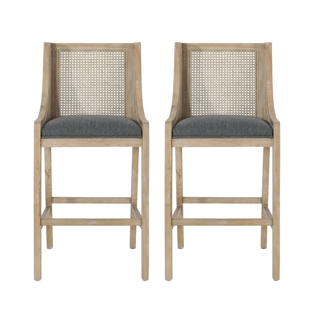 GDF Studio Oneida Furniture: Rustic Fabric Upholstered Wood & Cane ...