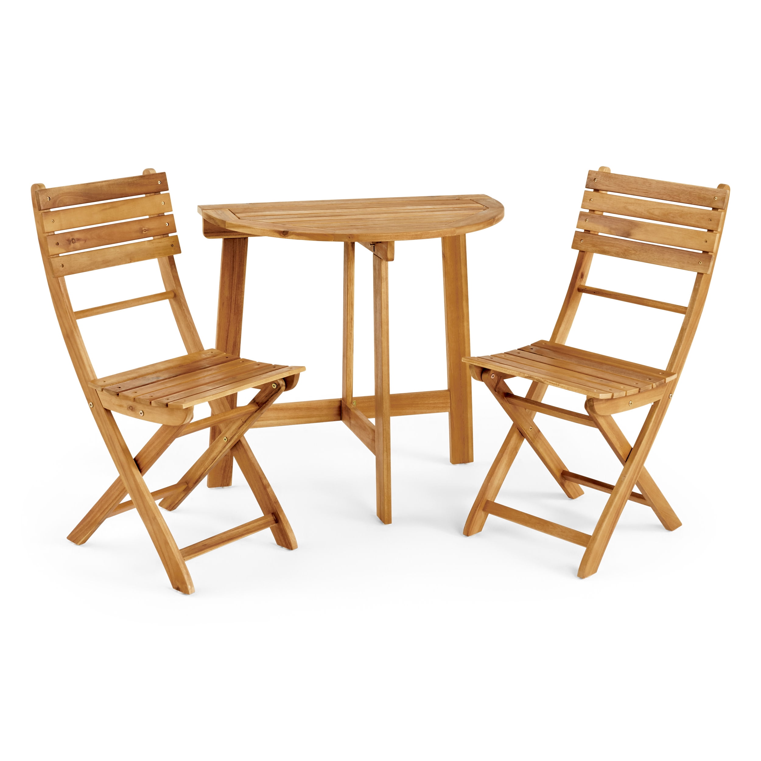 GDF Studio Pavillion Outdoor Acacia Wood 3 Piece Half Round Folding ...