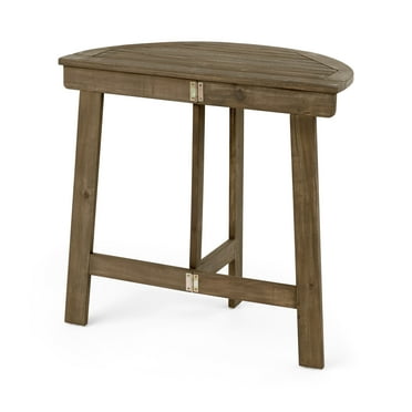 Costway 27'' Solid Wood Round Table for Patio, Deck, Exterior, Outdoor ...