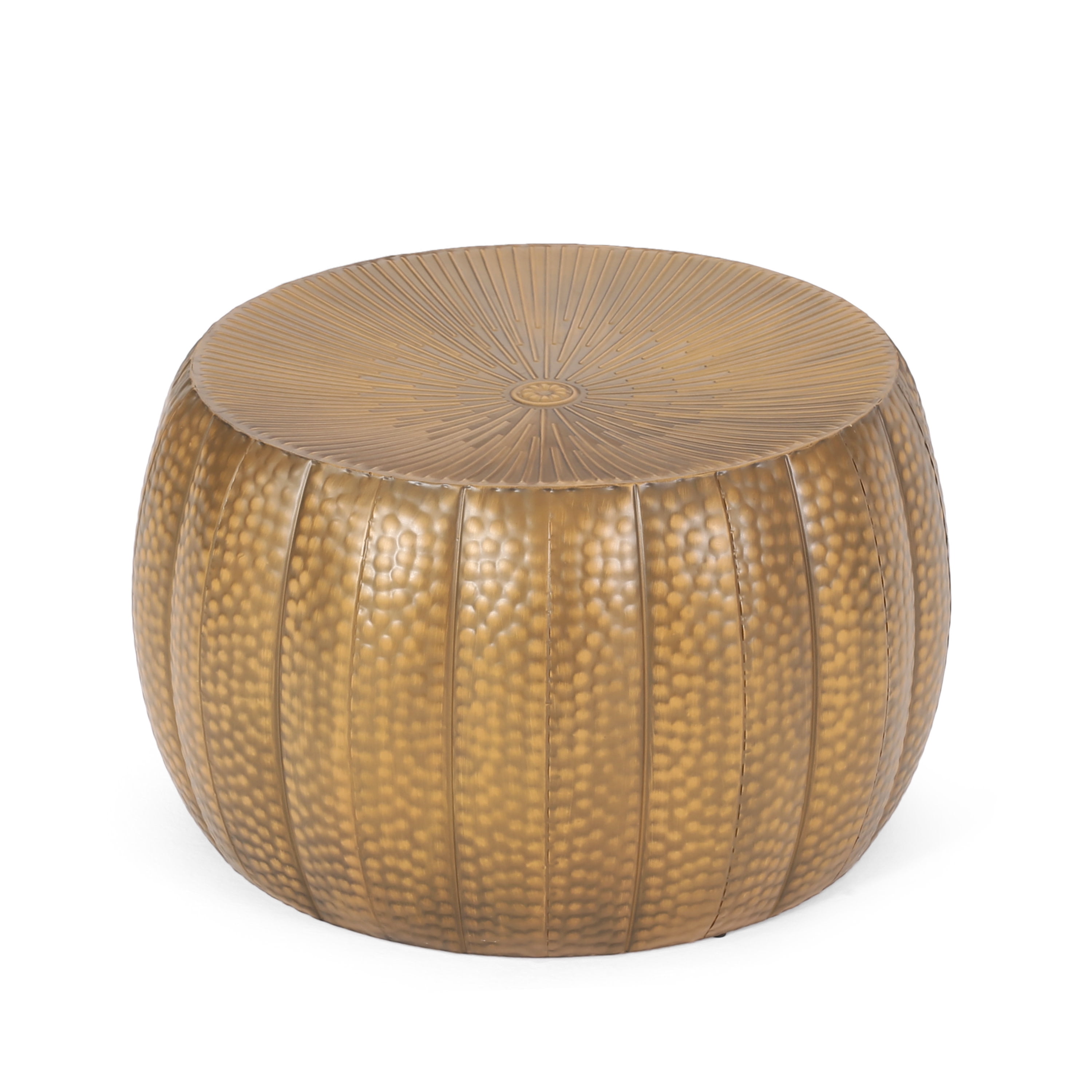 GDF Studio Perrotto Modern Iron Sunburst Pumpkin Coffee Table, Brushed ...