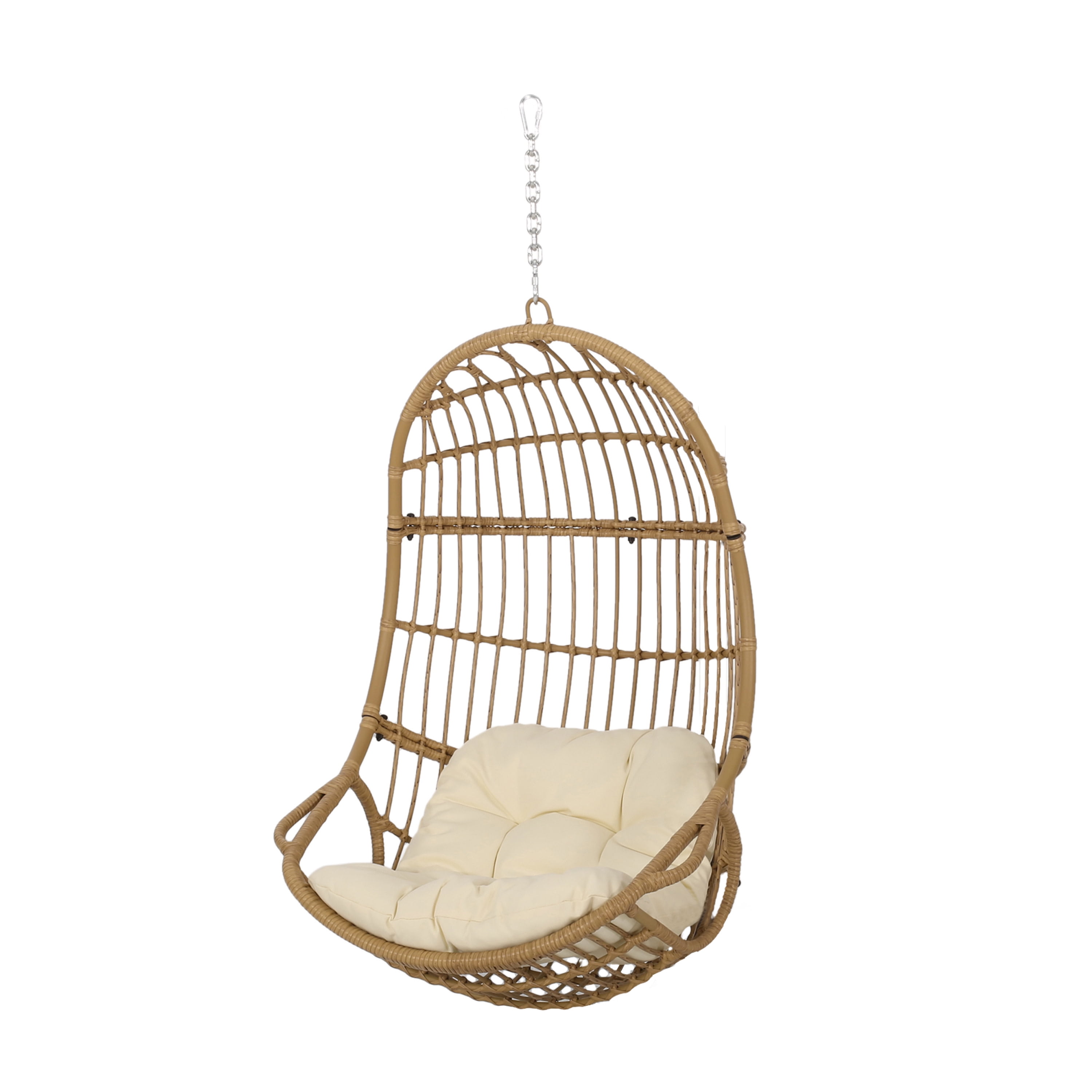 GDF Studio Perry Outdoor Wicker Hanging Basket Chair with Cushions ...