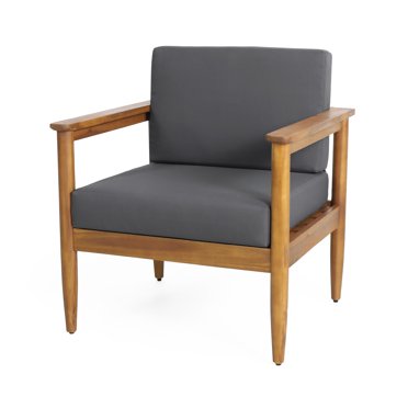 GDF Studio Cascada Outdoor Acacia Wood Club Chair with Cushion, Teak ...
