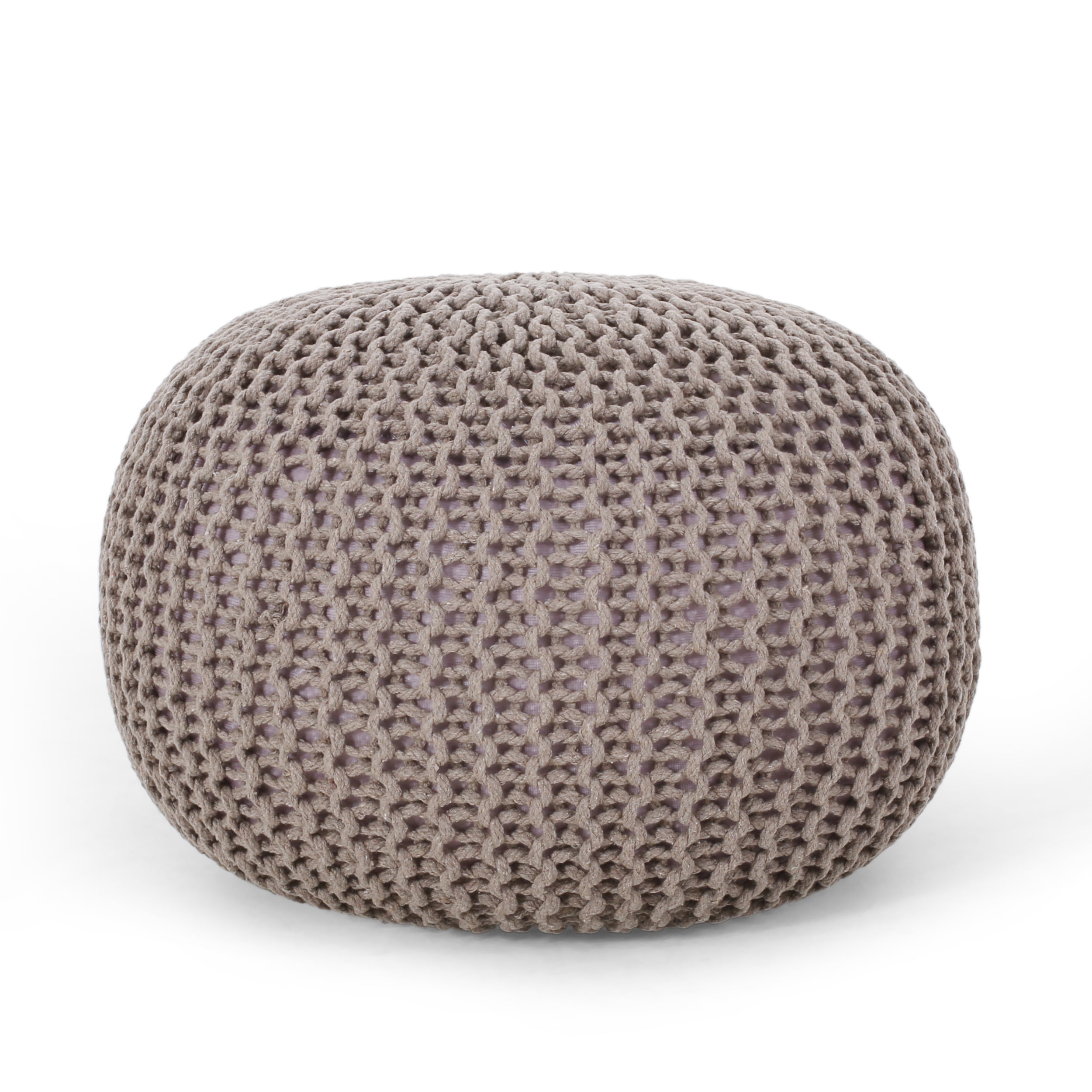 GDF Studio Poona Modern Cotton Knit Round Pouf, Brown - Walmart.com