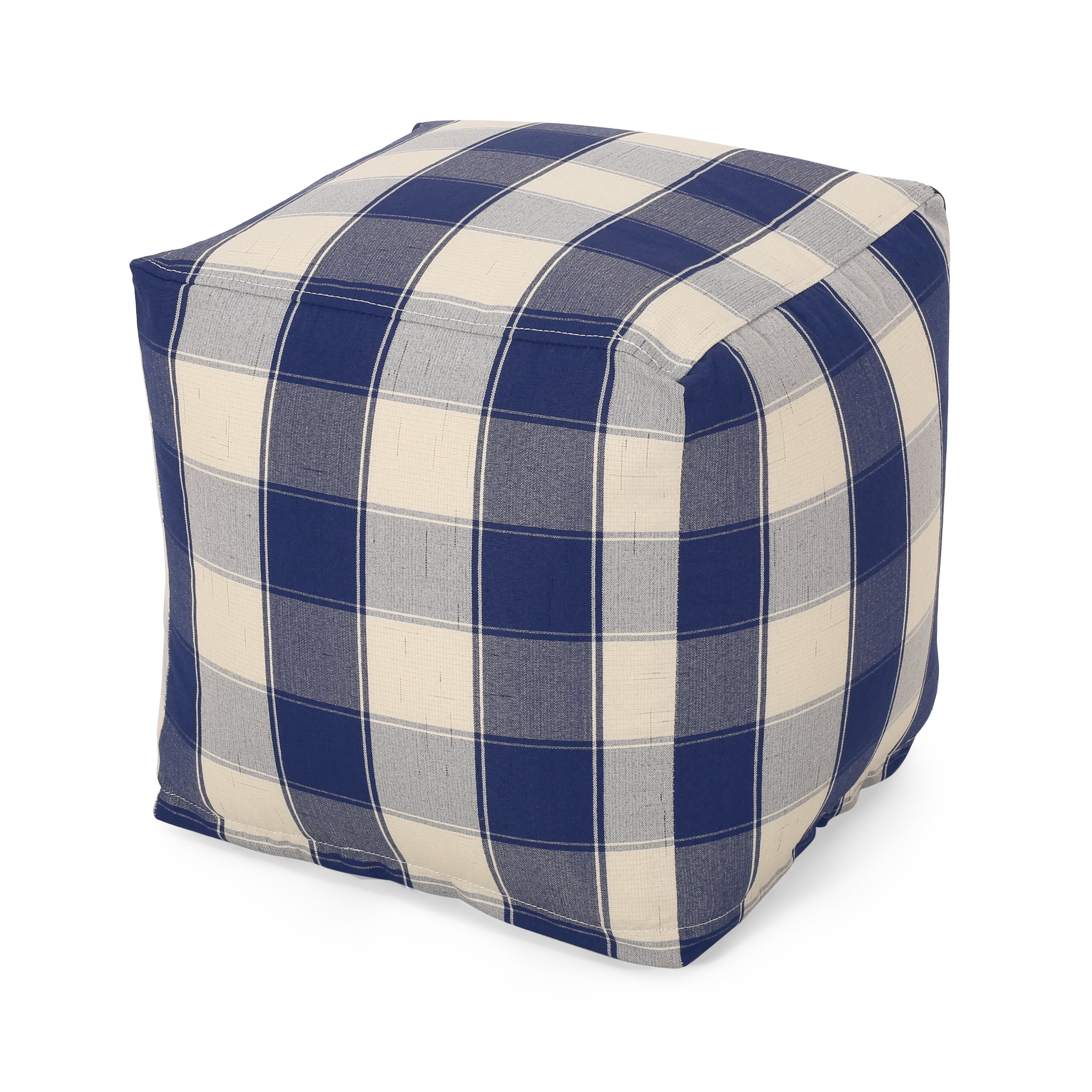 GDF Studio Prestage Indoor Square Ottoman, Modern Fabric Checkered Cube ...