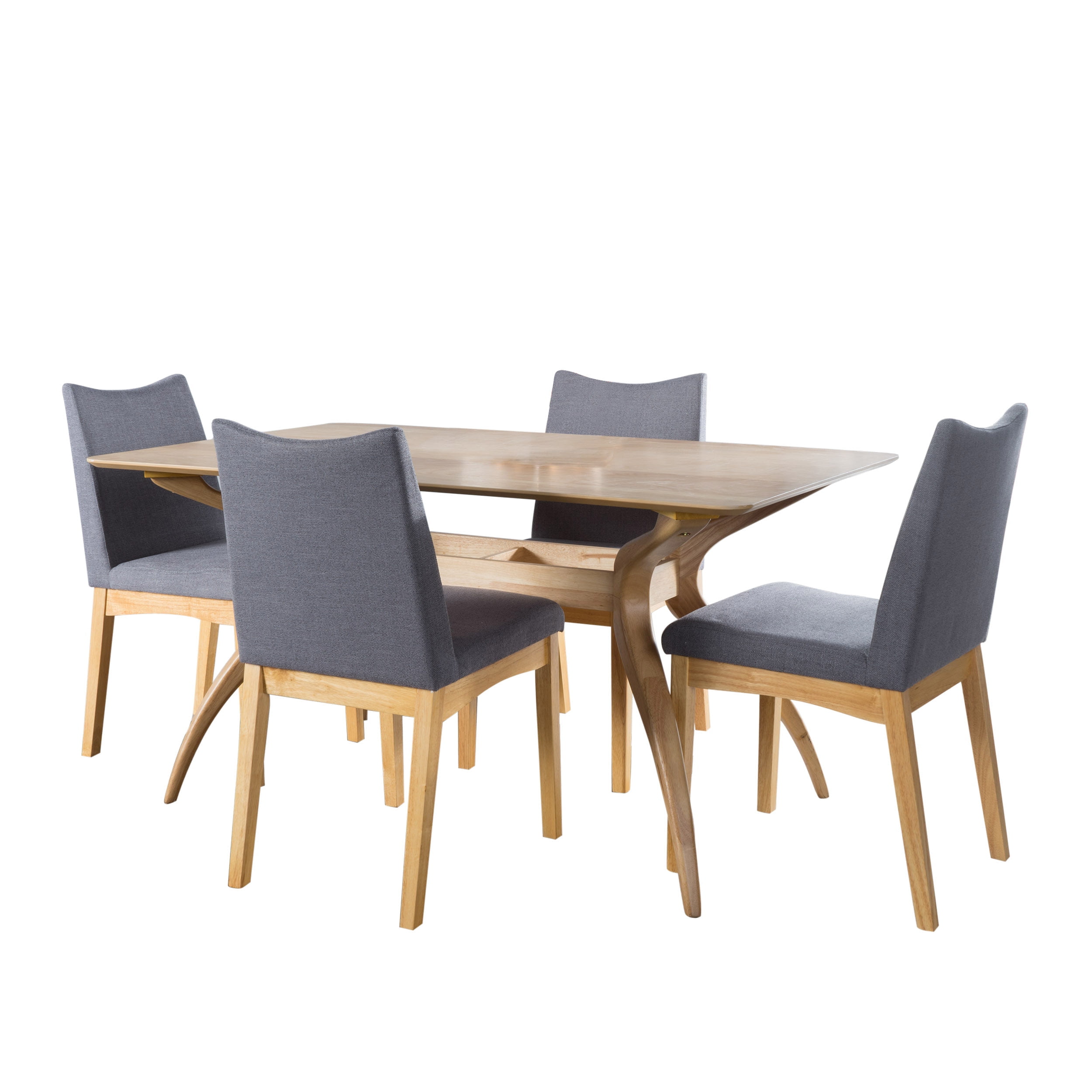 GDF Studio Quaker Mid Century Fabric Upholstered Modern 5 Piece Dining ...