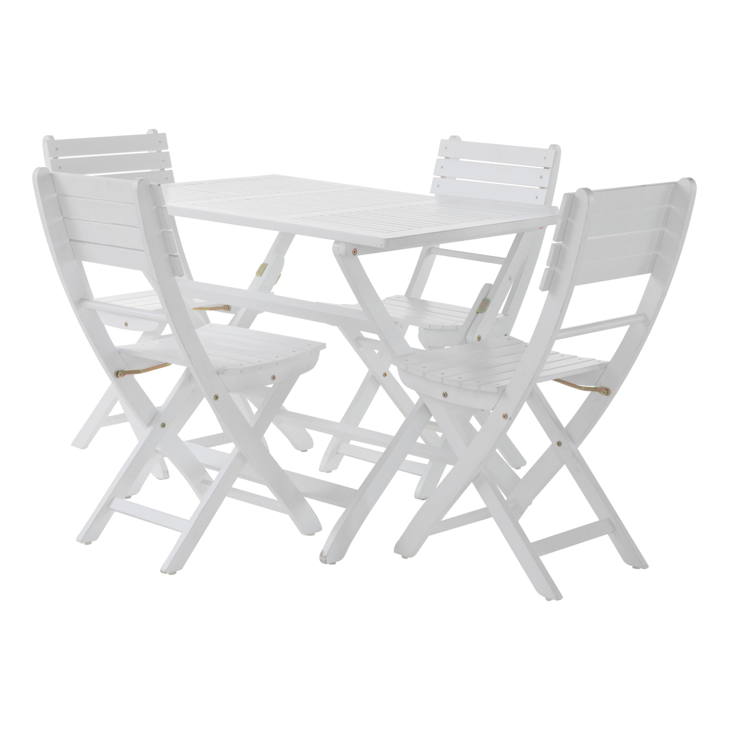 GDF Studio Rabion Outdoor Acacia Wood 5 Piece Folding Dining Set, White ...