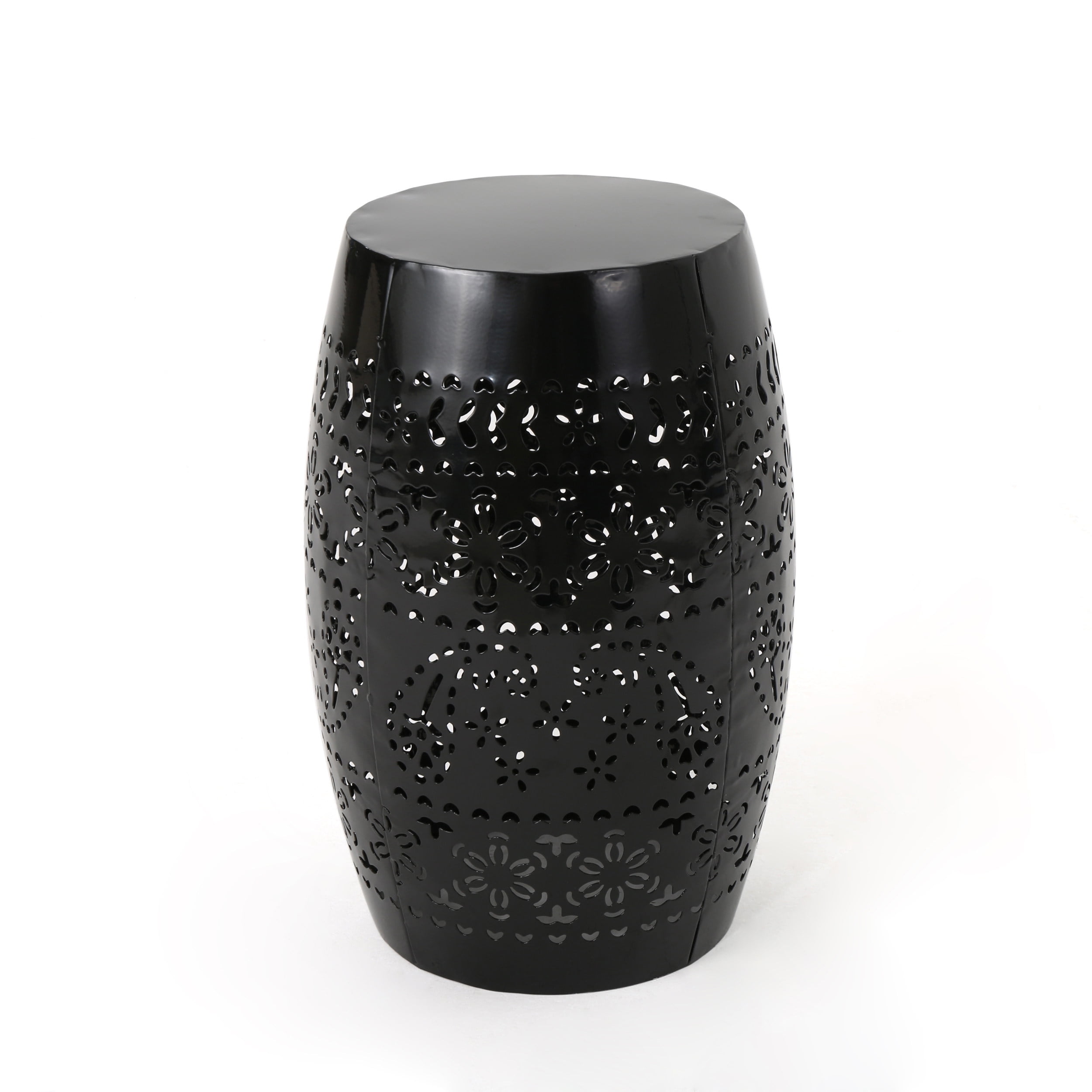 GDF Studio Riley Indoor/Outdoor Lace Cut 12 Inch Side Table, Black ...