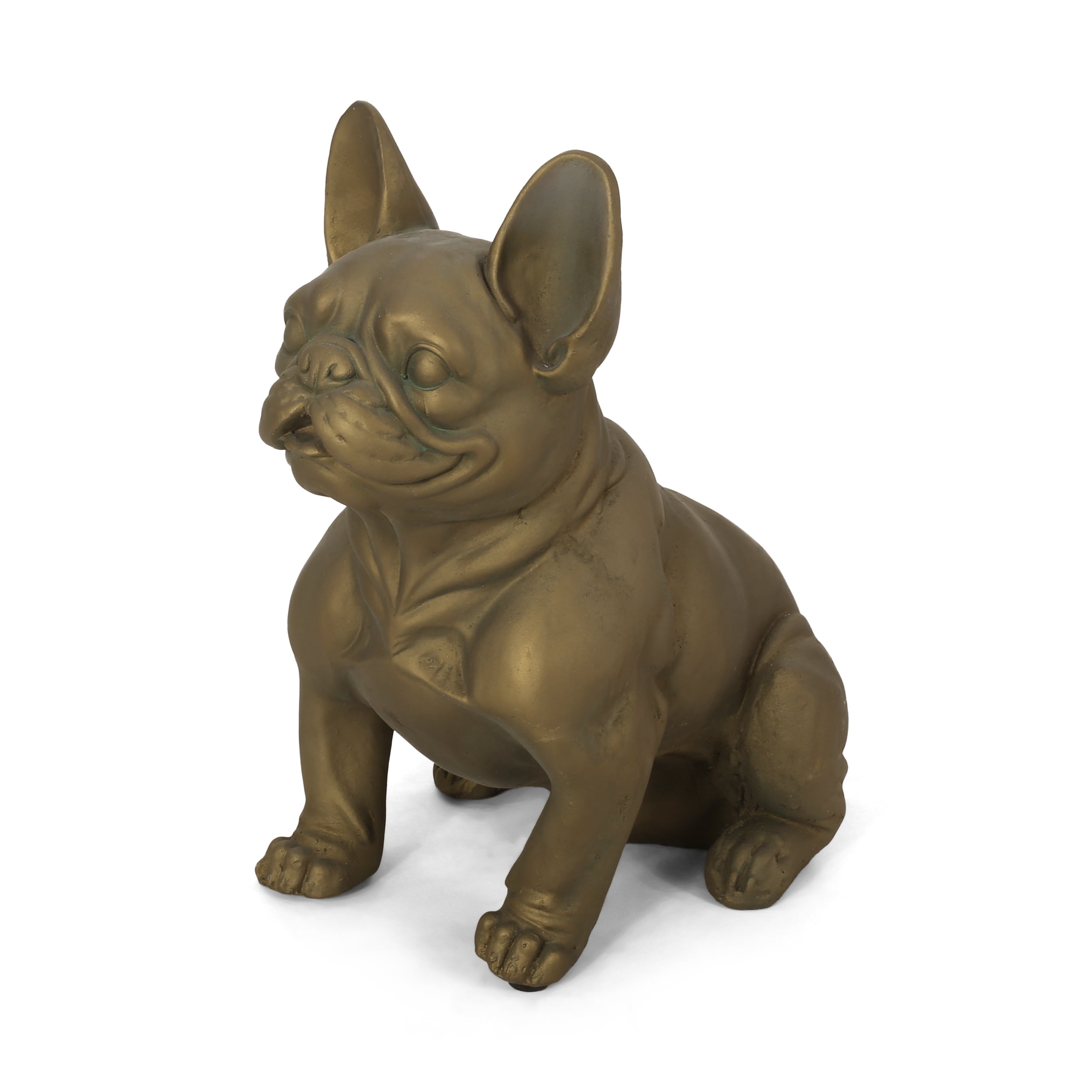 GDF Studio Rilo Outdoor Cast Stone French Bulldog Garden Statue, Rustic ...