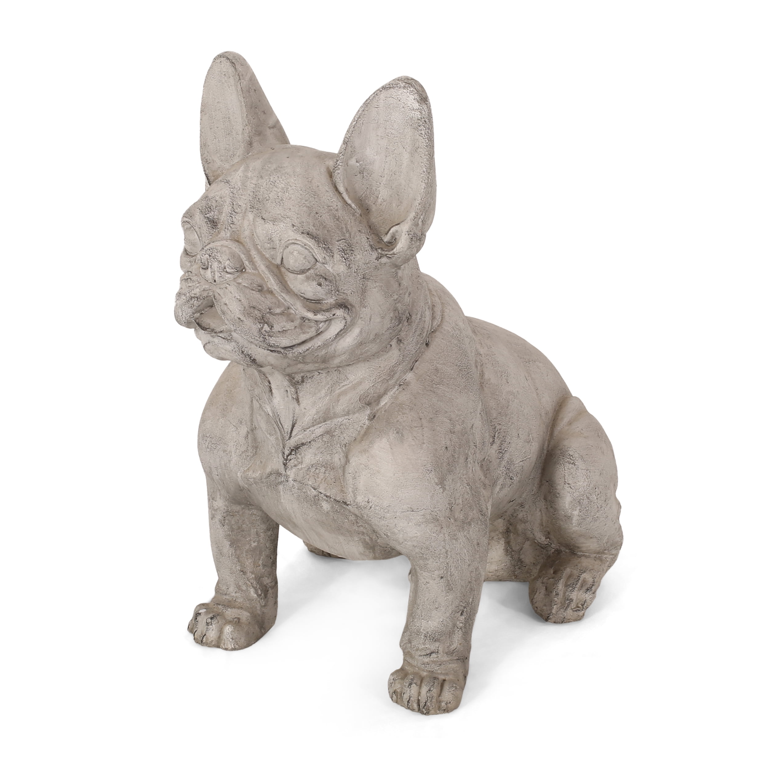 GDF Studio Rilo Outdoor Cast Stone French Bulldog Garden Statue, Rustic ...