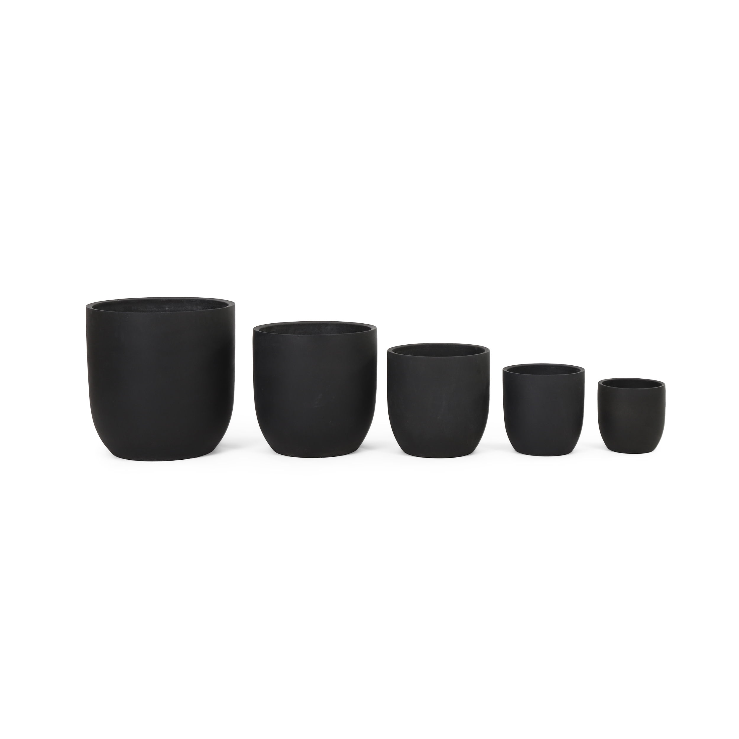 GDF Studio Rochelle Outdoor Cast Stone Planters (Set of 5), Black ...