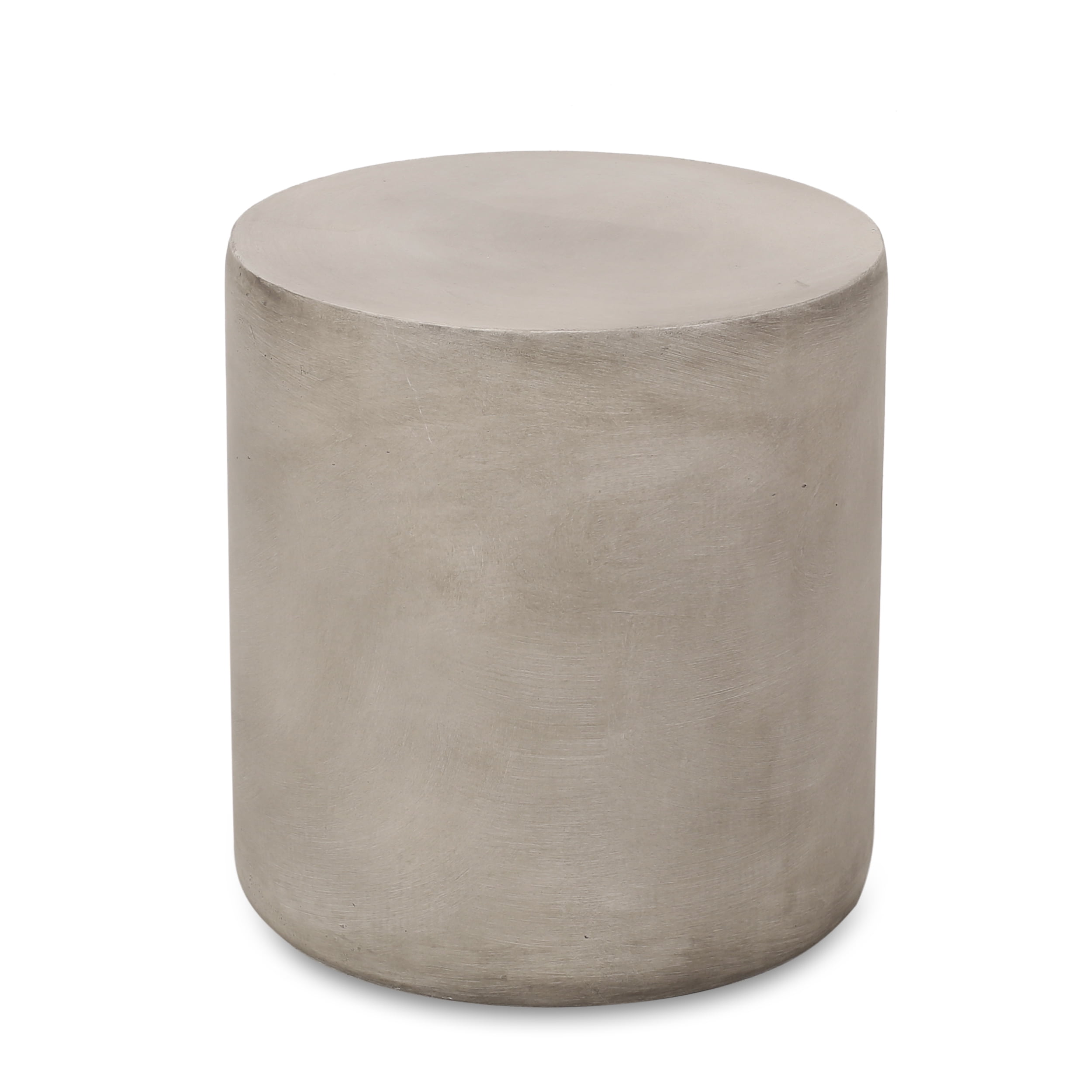 GDF Studio Modern Round Patio End Table, Lightweight Concrete, Light ...