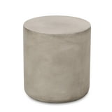 GDF Studio Modern Round Patio End Table, Lightweight Concrete, Light ...