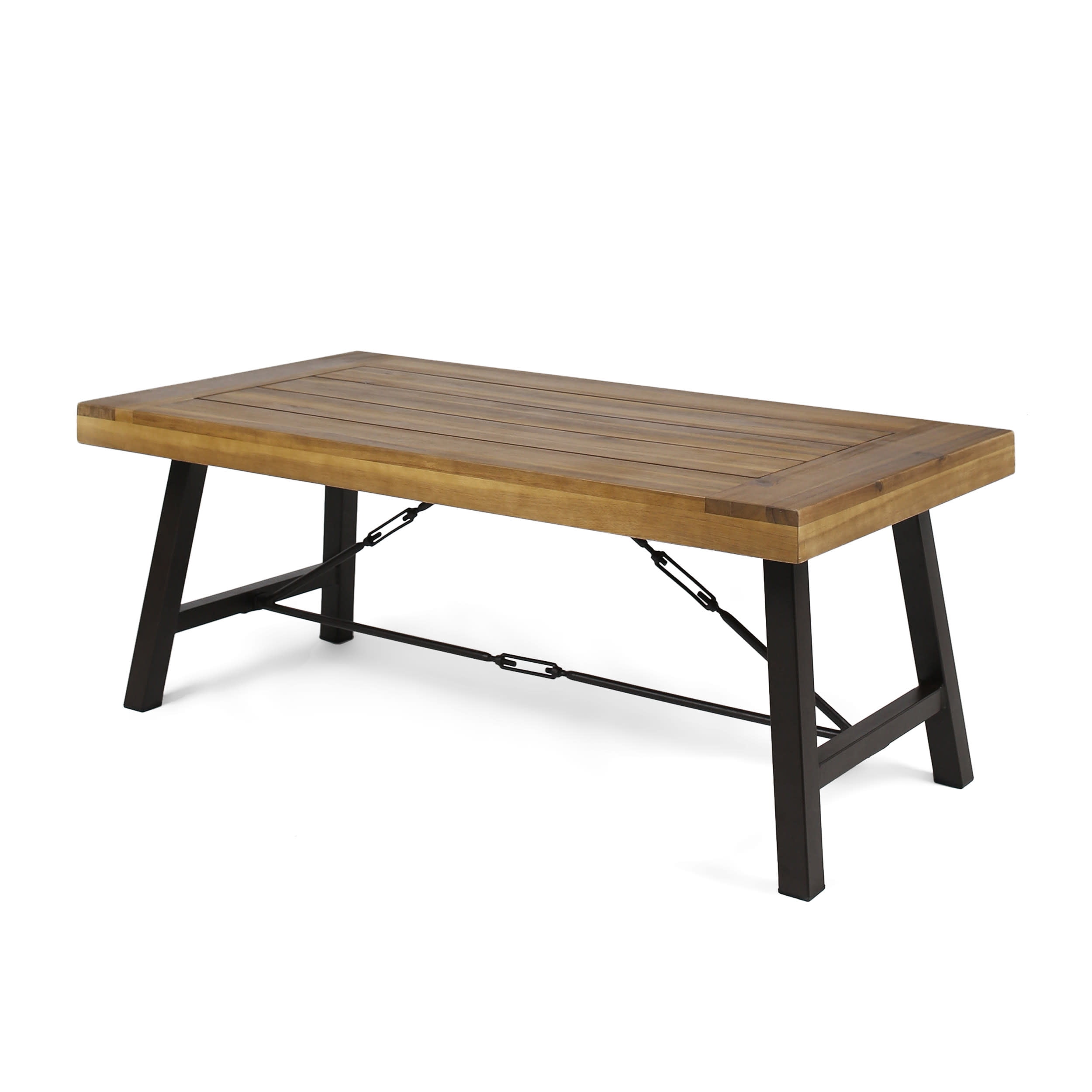 GDF Studio Rosario Outdoor Industrial Acacia Wood Coffee Table, Teak ...