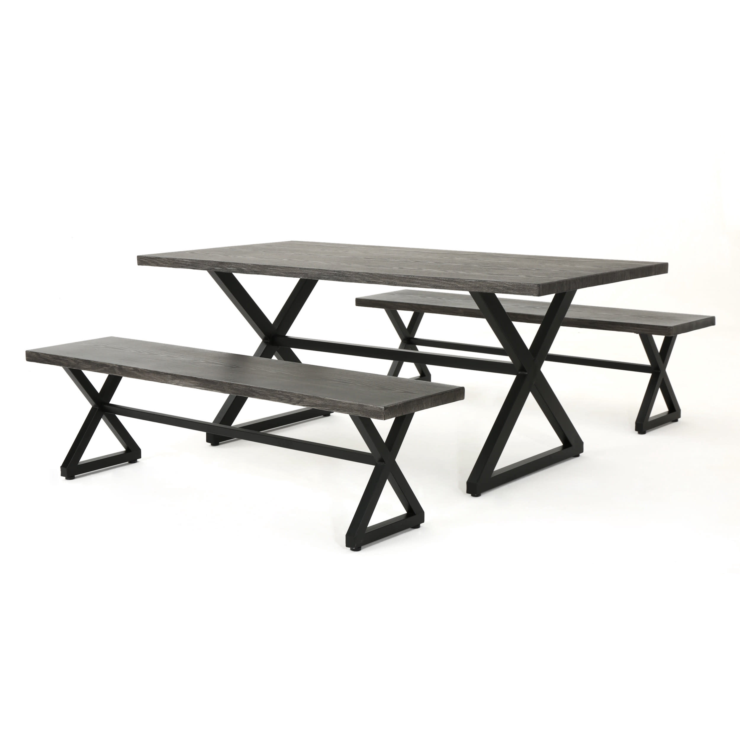 GDF Studio Rosarito Outdoor Aluminum 3 Piece Picnic Set, Gray - Walmart.com