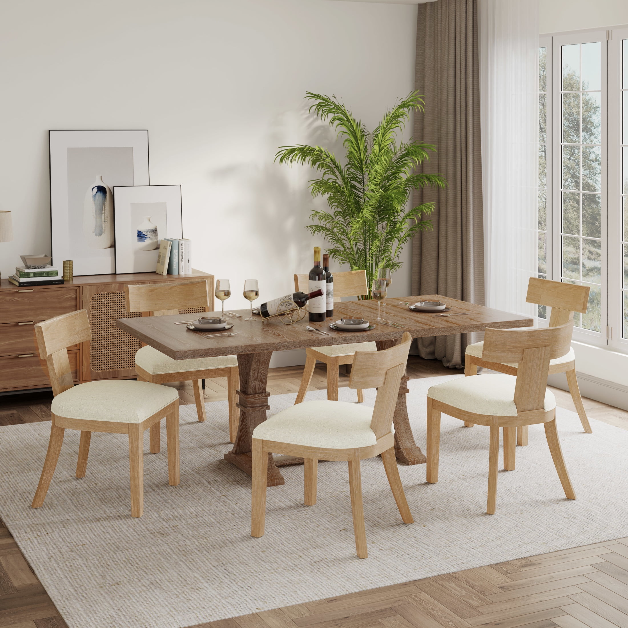GDF Studio Rustic 7-Piece Dining Set with Expandable Table and ...