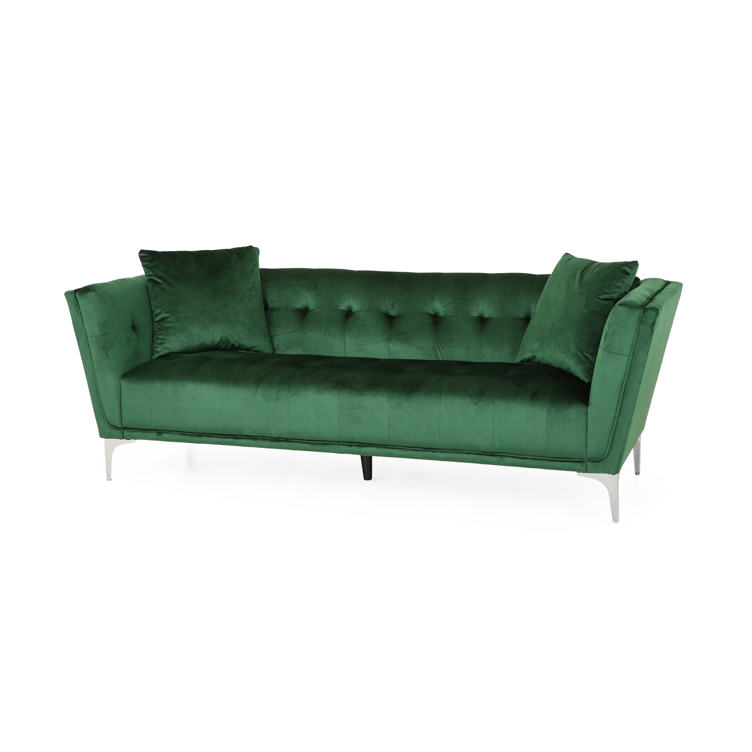 GDF Studio Ryliegh Contemporary Velvet Tufted 3 Seater Sofa with Accent ...